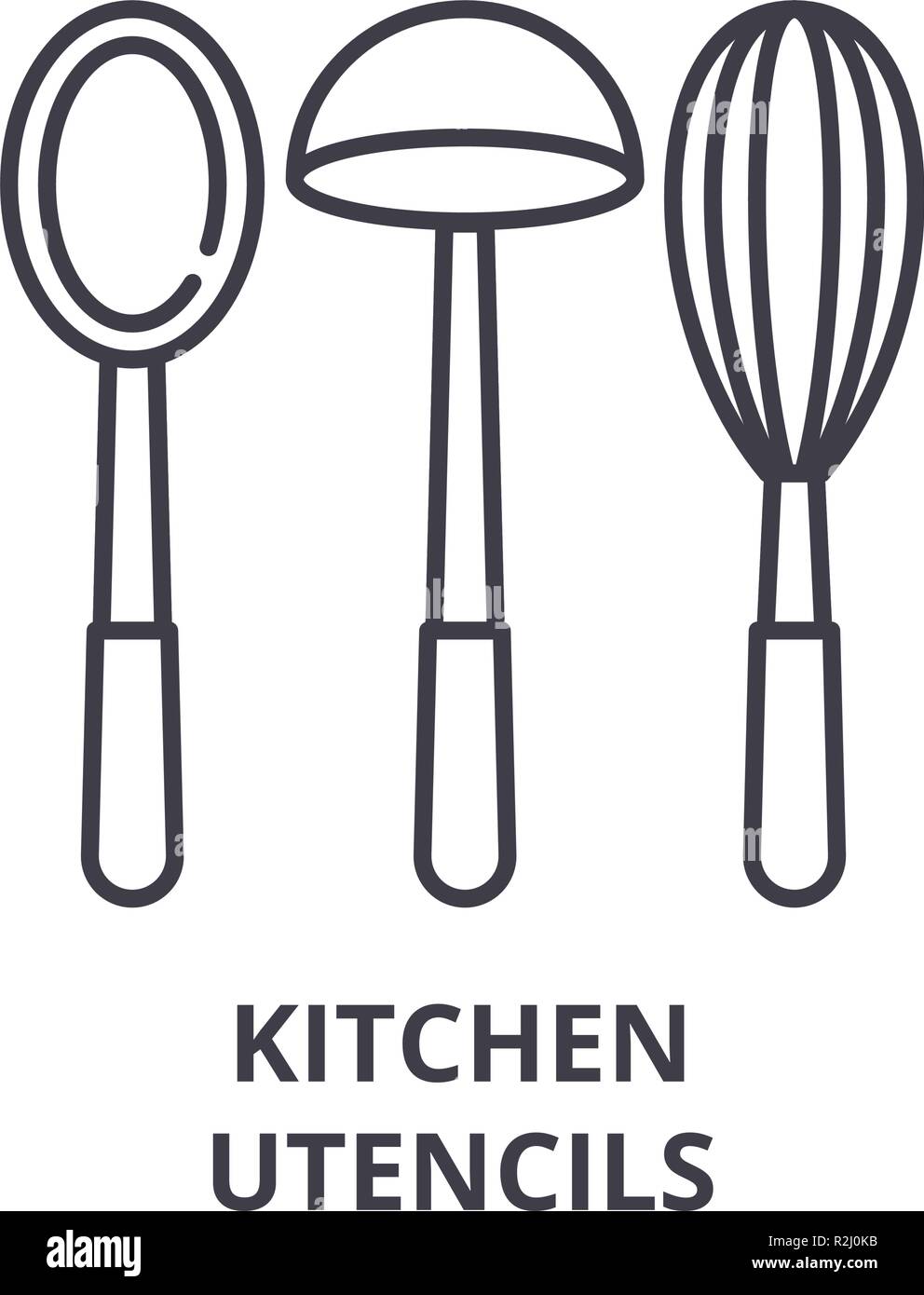 Kitchen utencils line icon concept. Kitchen utencils vector linear ...