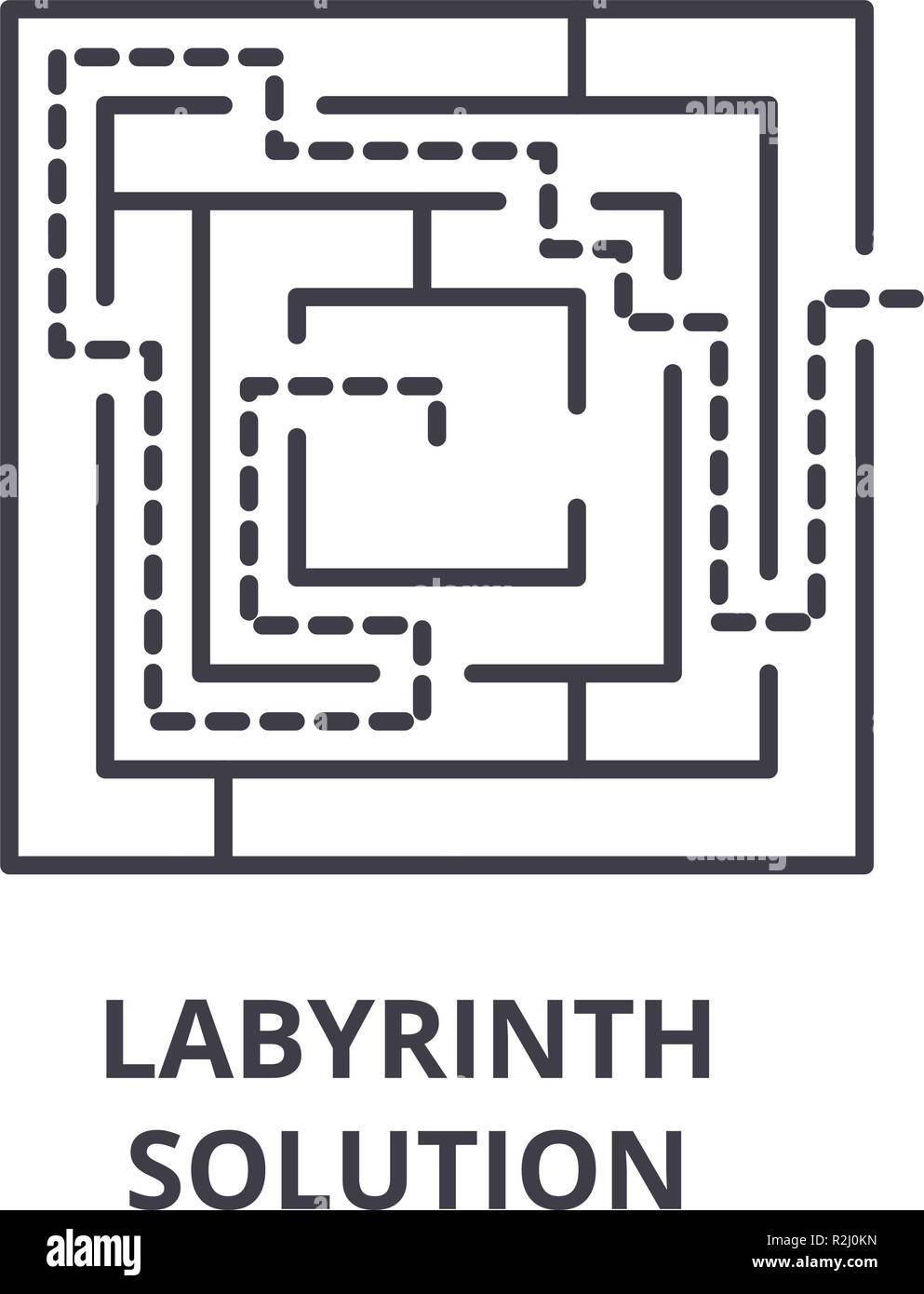 Labyrinth solution line icon concept. Labyrinth solution vector linear ...