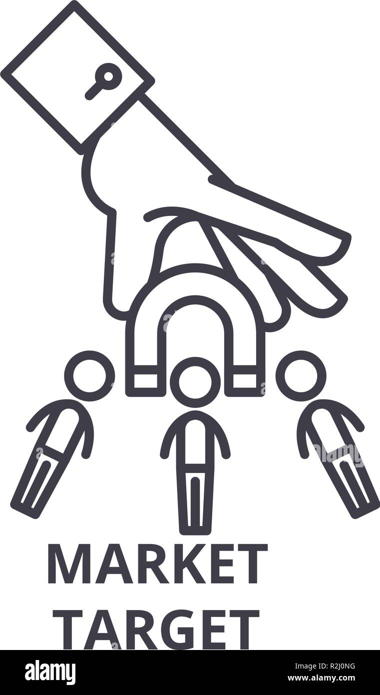 Market target line icon concept. Market target vector linear ...