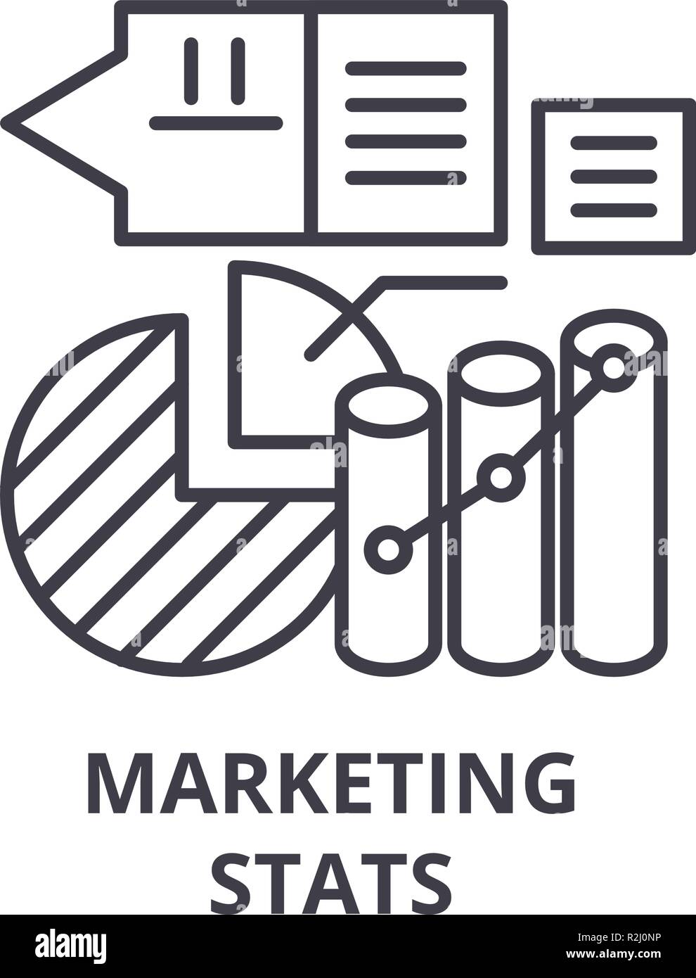 Marketing stats line icon concept. Marketing stats vector linear ...
