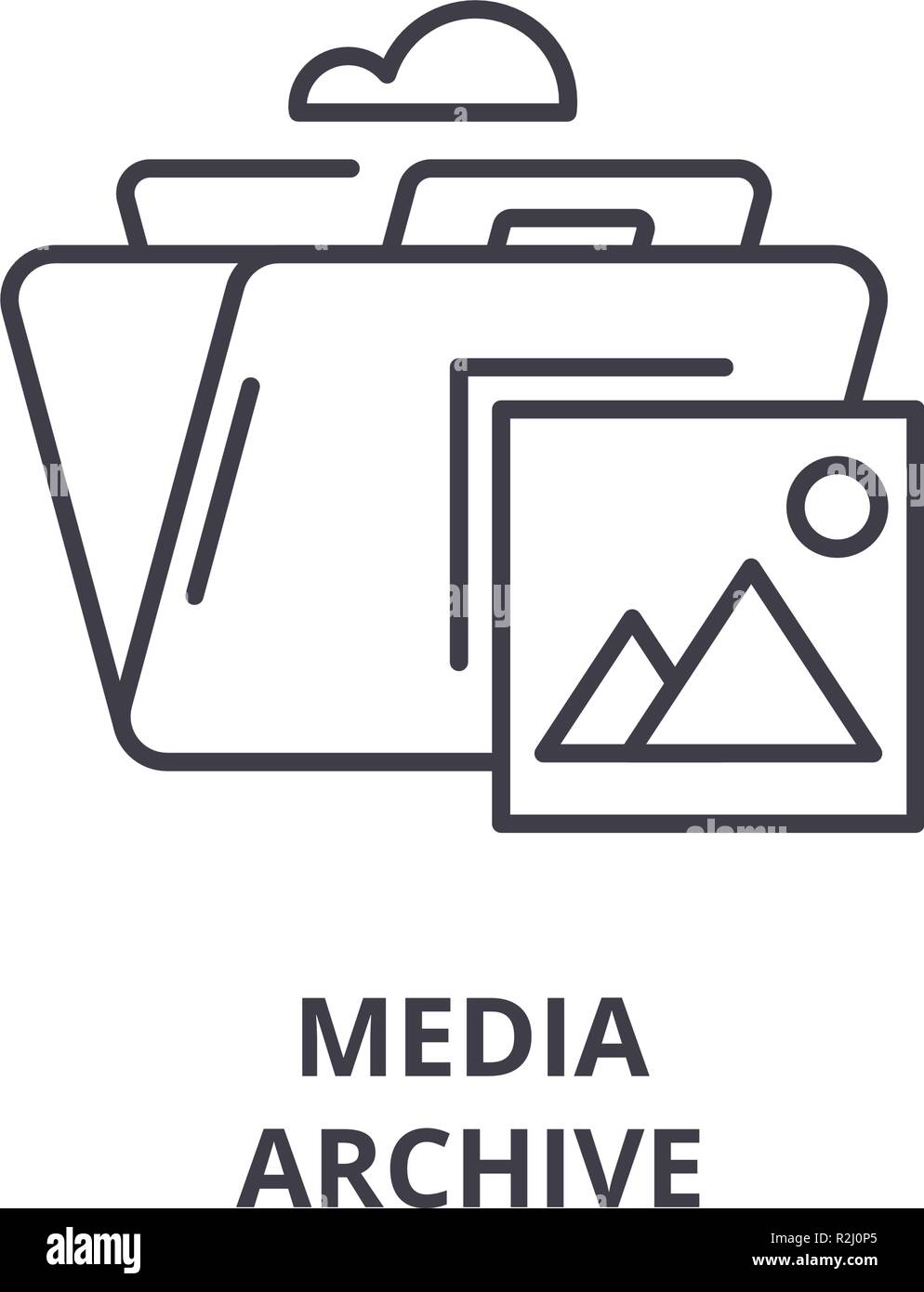 Media archive line icon concept. Media archive vector linear ...