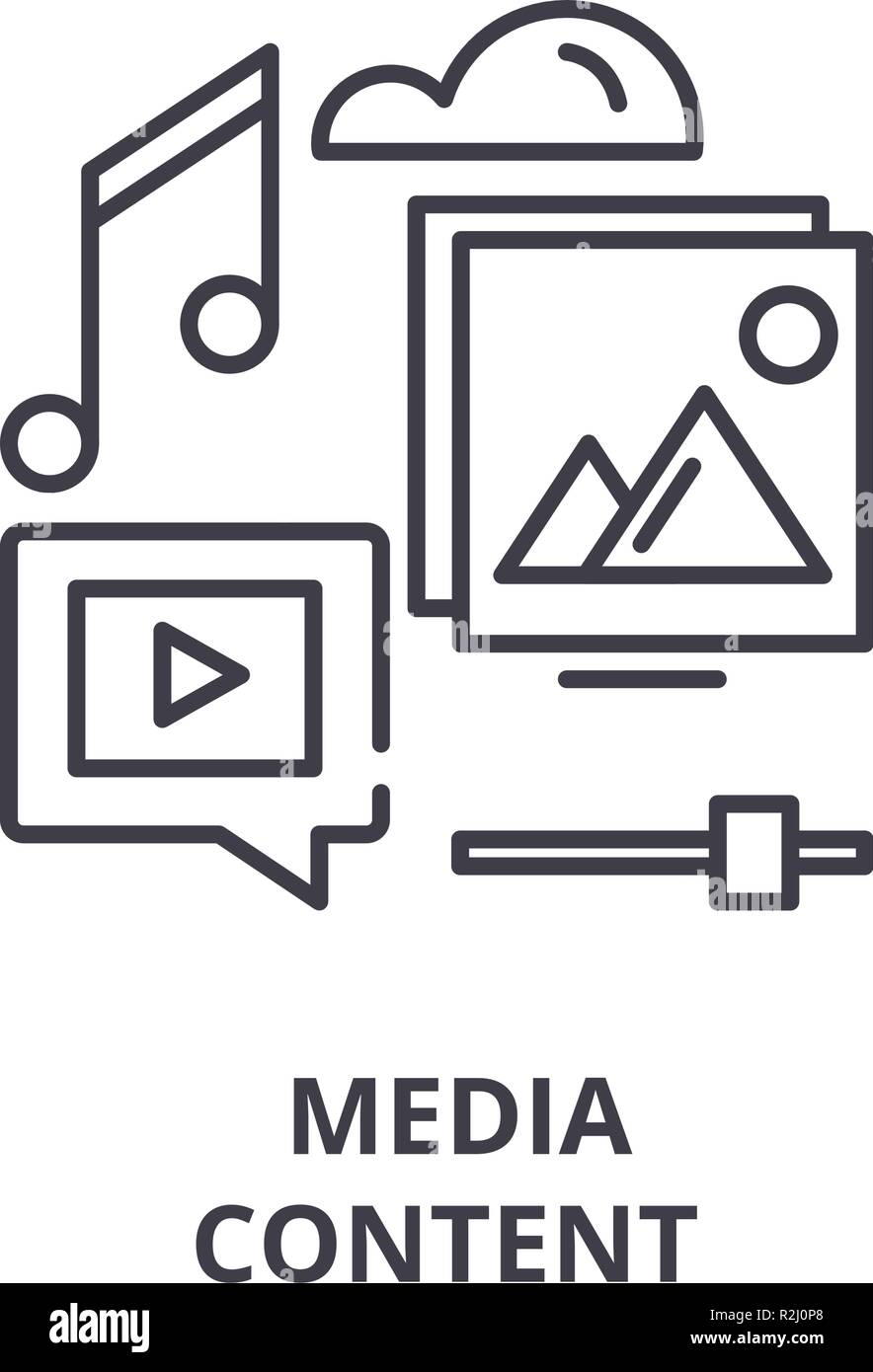 Media content line icon concept. Media content vector linear ...