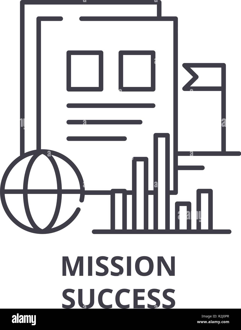 Mission success line icon concept. Mission success vector linear ...