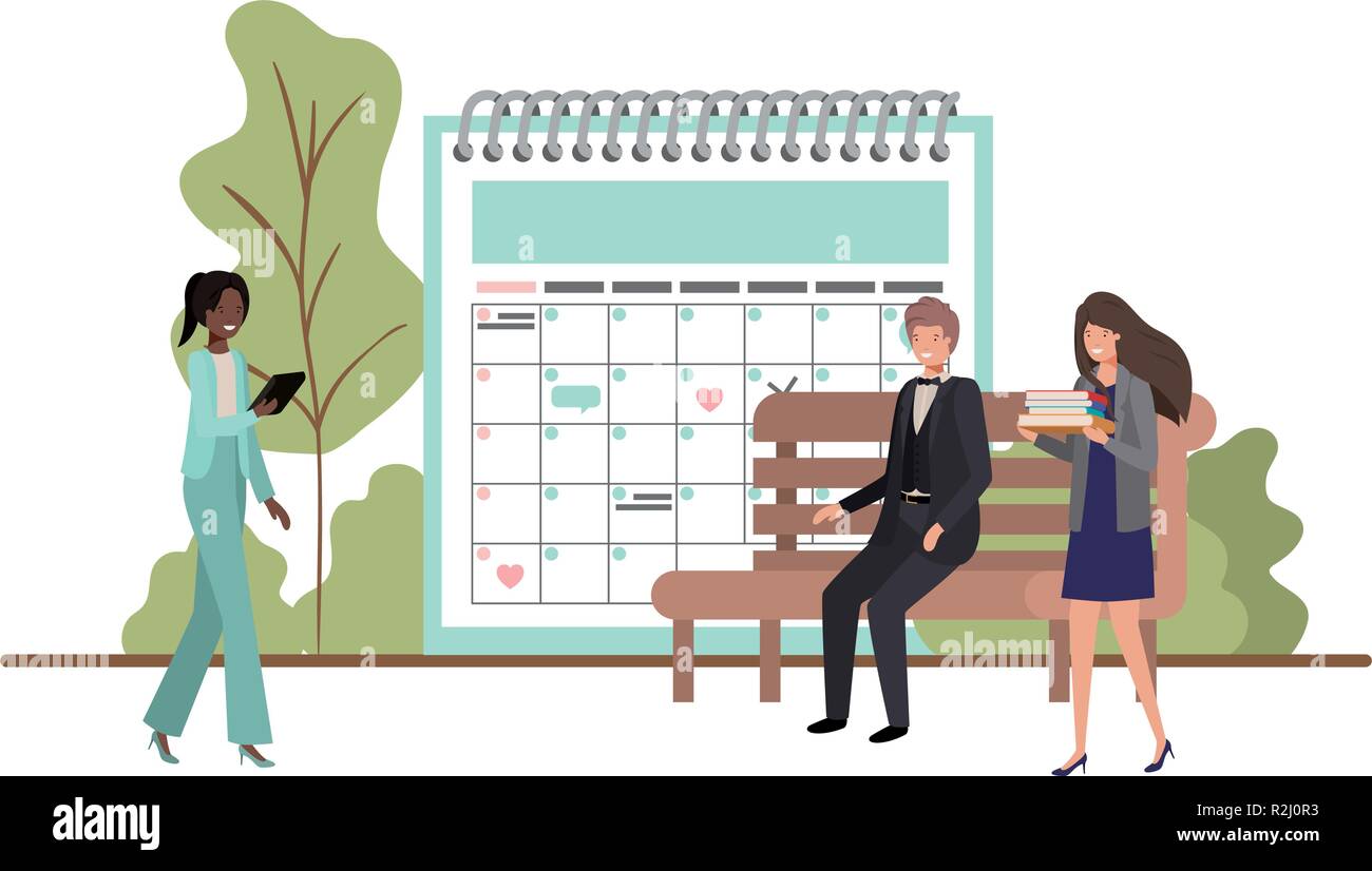 group of people business with calendar reminder Stock Vector Image ...