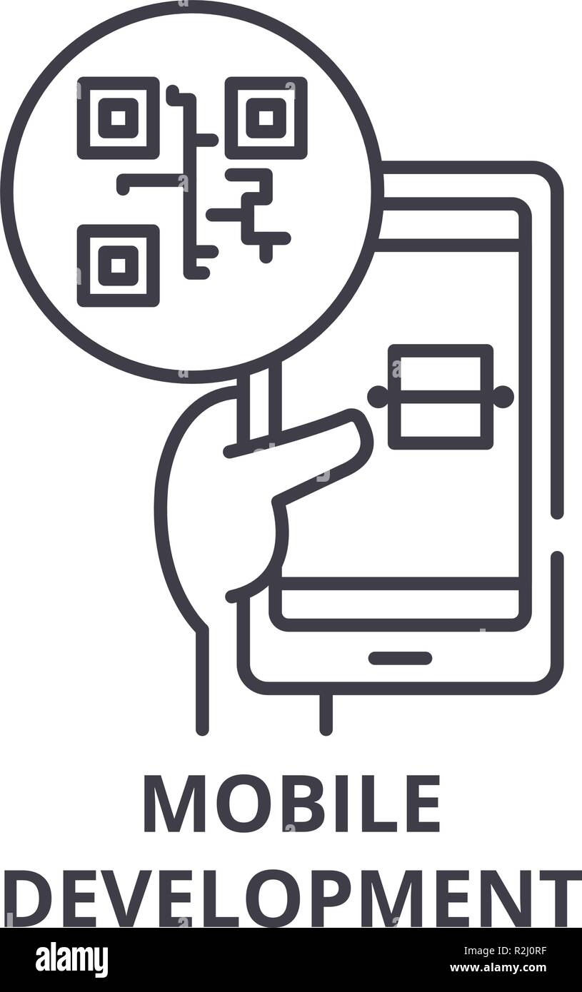 Mobile development line icon concept. Mobile development vector linear ... Mobile development line icon concept. Mobile development vector linear ...