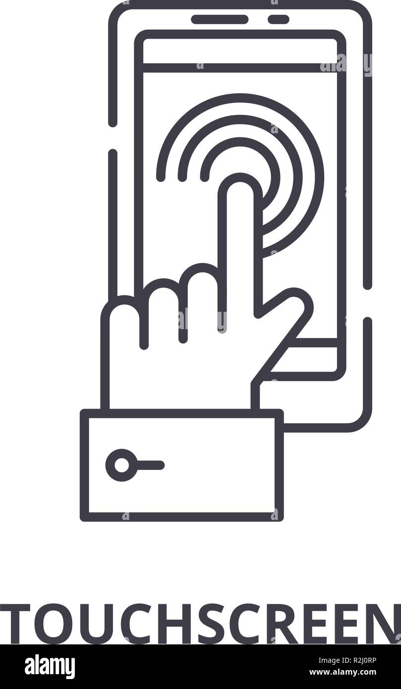 Mobile touchscreen line icon concept. Mobile touchscreen vector linear ...