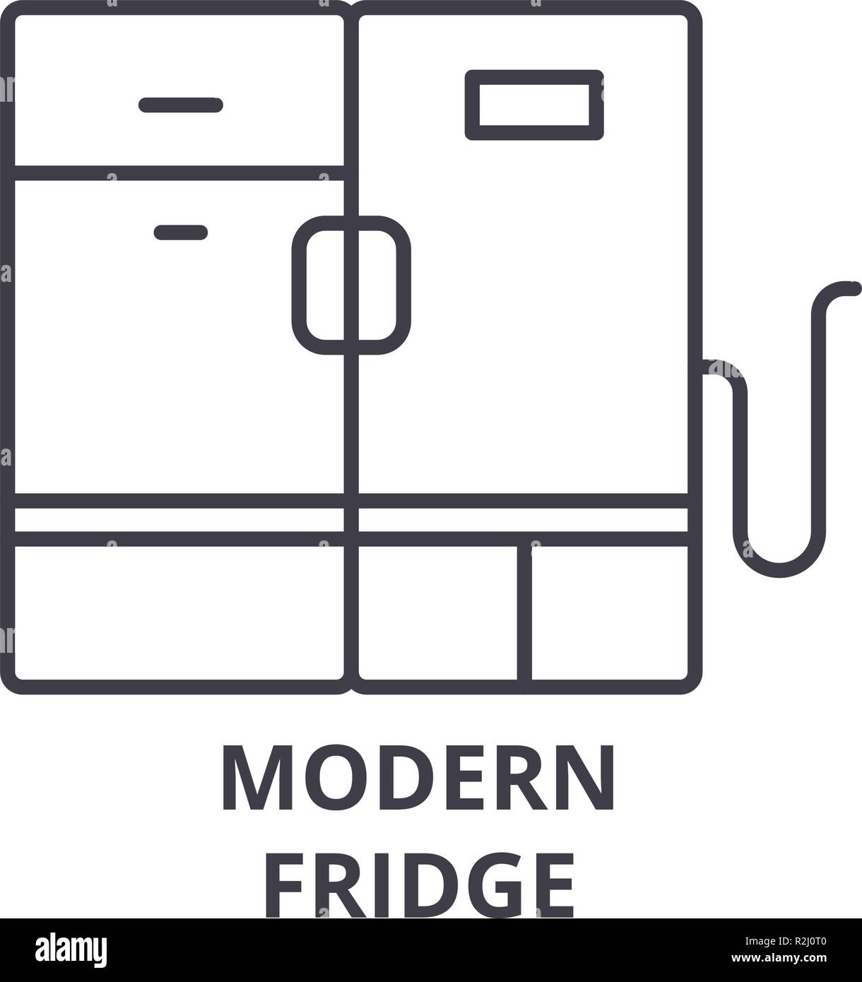 Modern fridge line icon concept. Modern fridge vector linear ...
