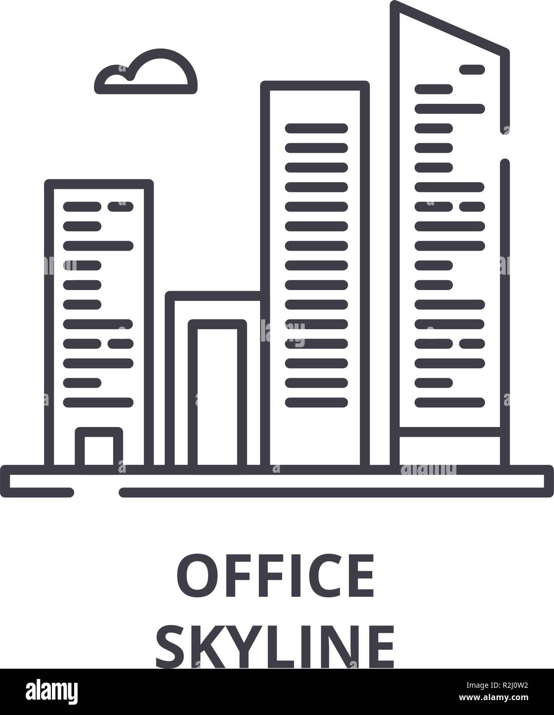 Office skyline line icon concept. Office skyline vector linear ...