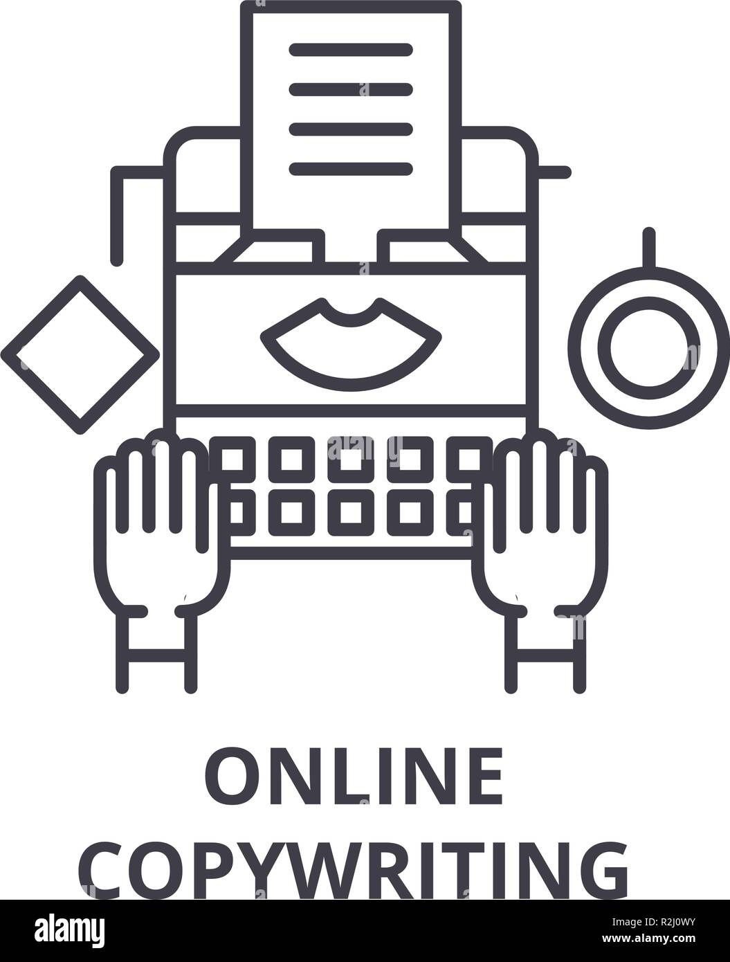 Online copywriting line icon concept. Online copywriting vector linear ...