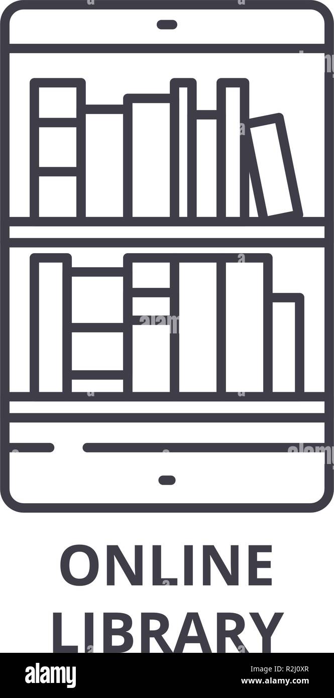 Online library line icon concept. Online library vector linear ...
