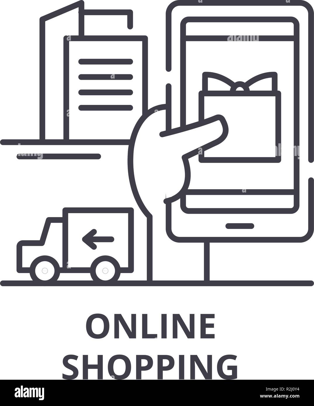 Online shopping line icon concept. Online shopping vector linear ...