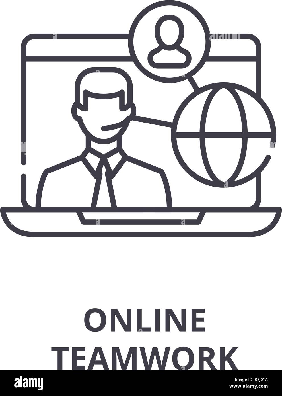 Online teamwork concept line icon concept. Online teamwork concept ...