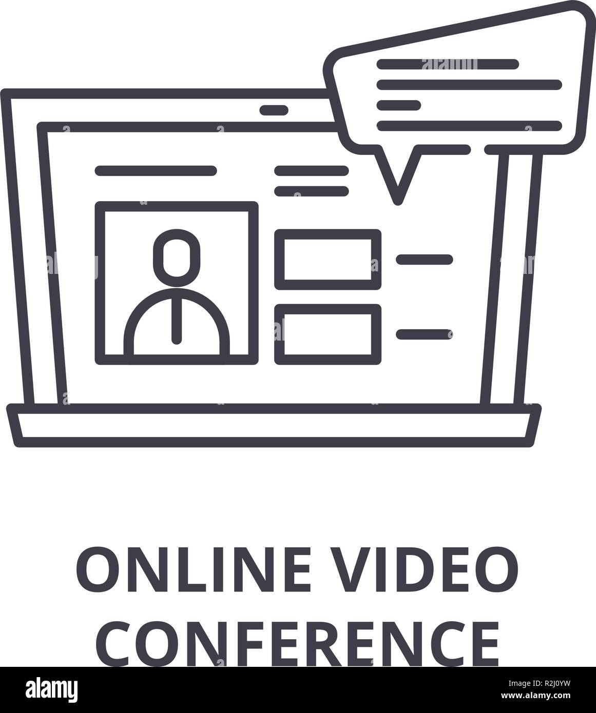 Online video conference line icon concept. Online video conference ...