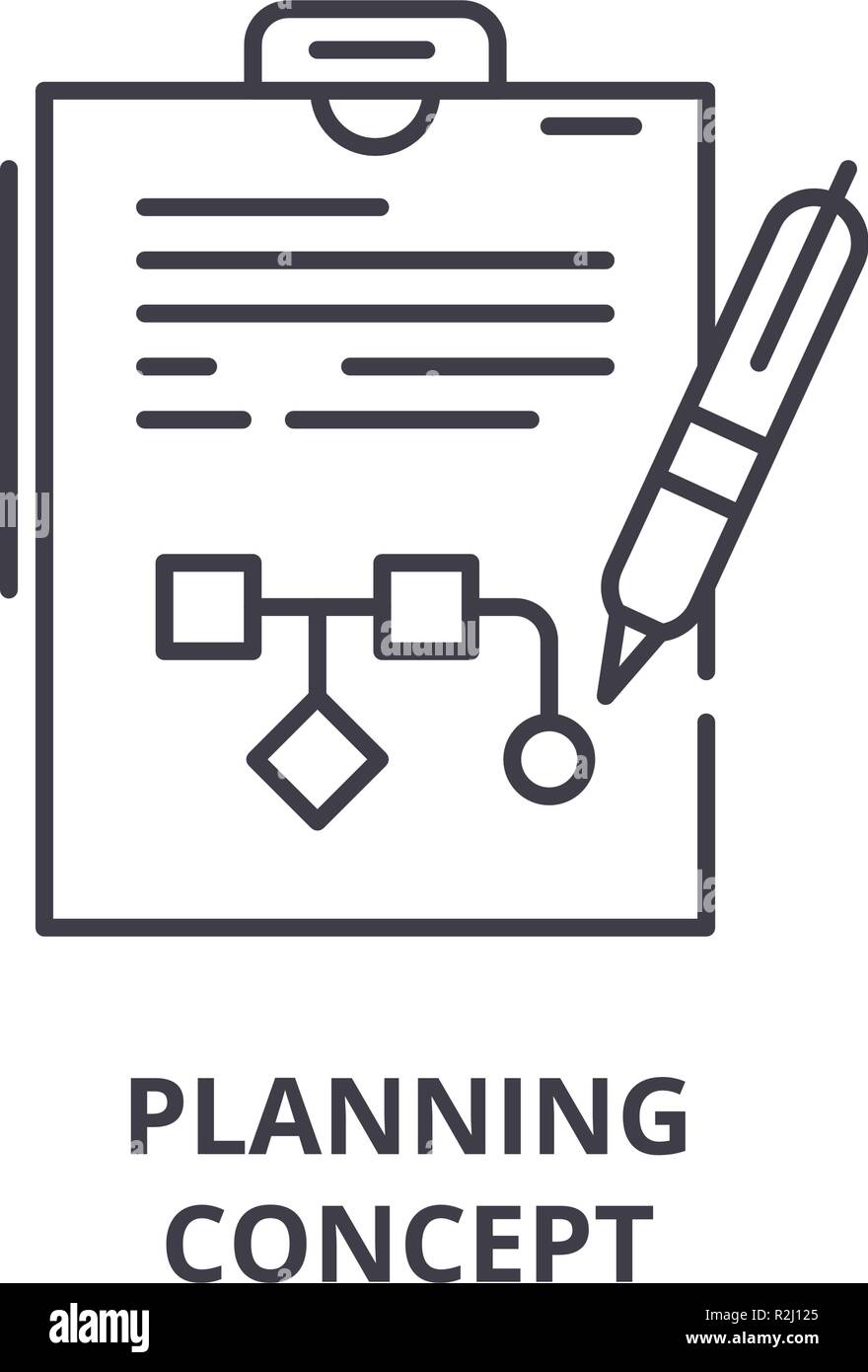 Planning concept line icon concept. Planning concept vector linear ...