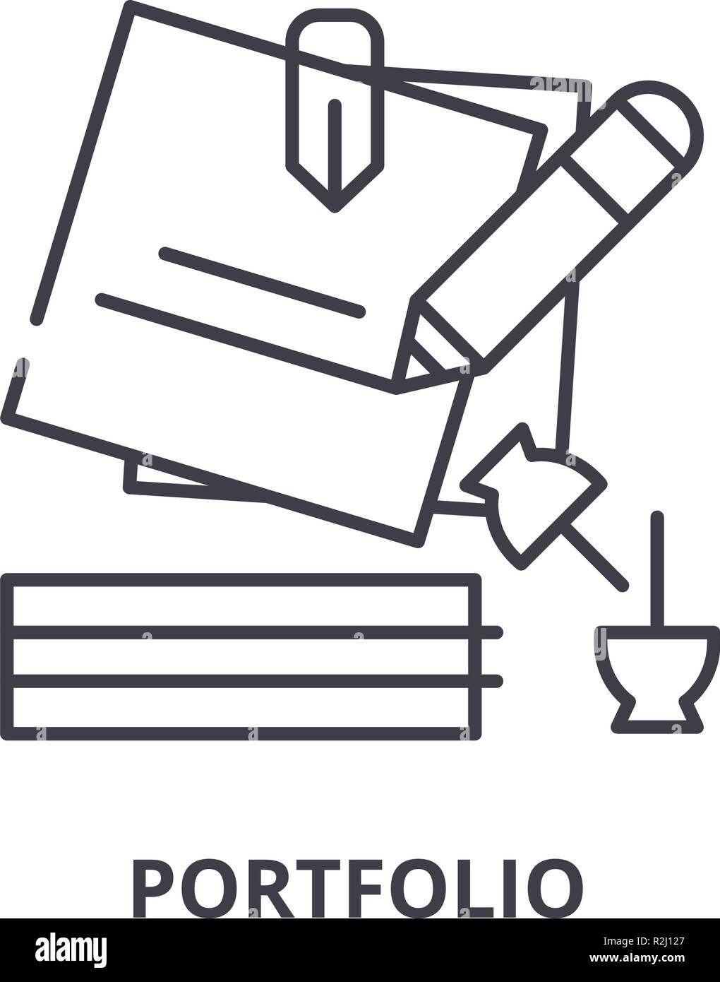 Portfolio line icon concept. Portfolio vector linear illustration ...