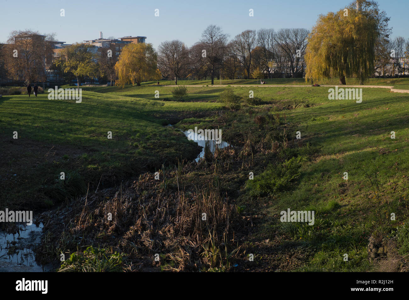 River wandle in Wandle park in Autumn Stock Photo - Alamy