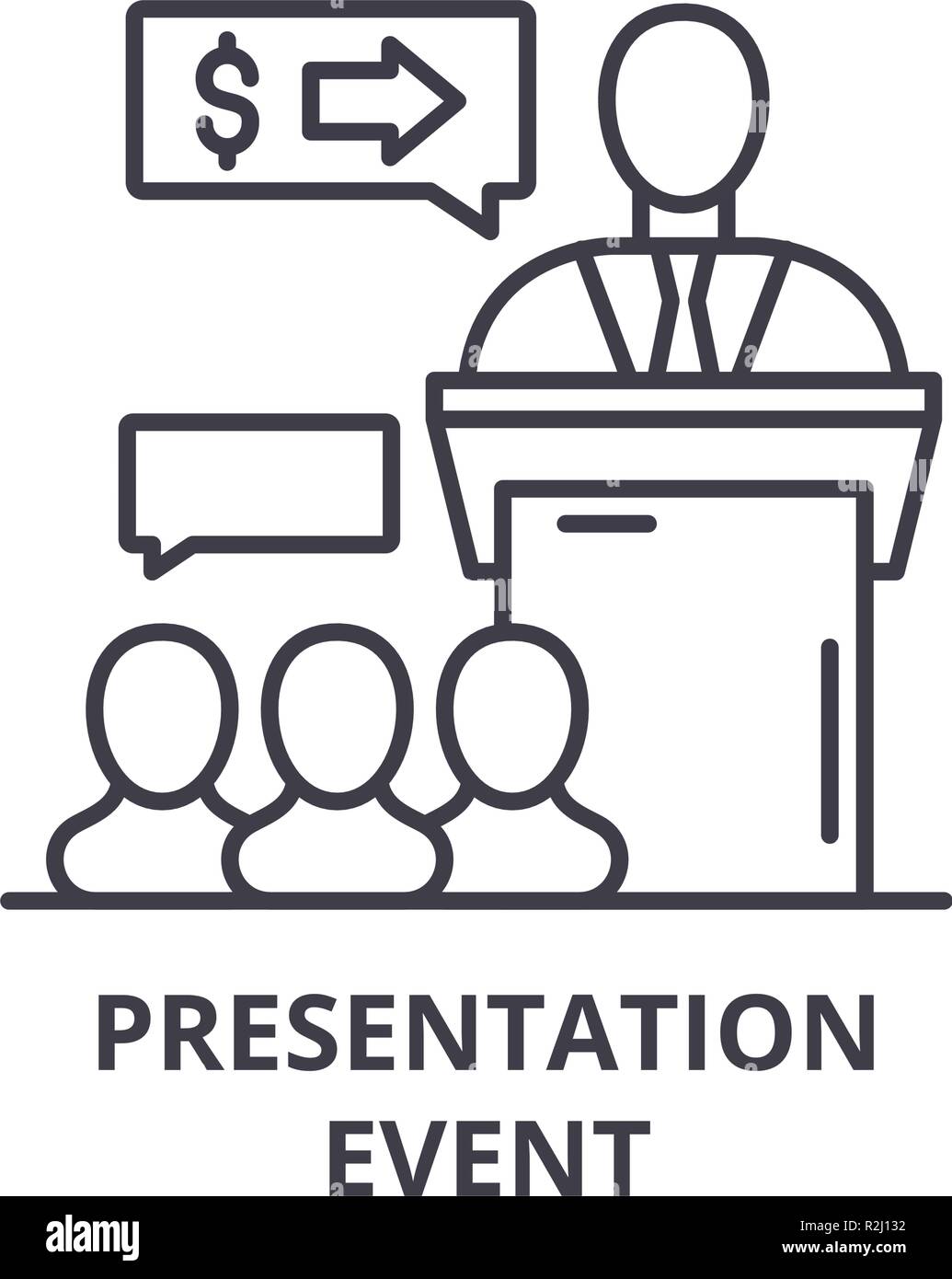 Presentation event line icon concept. Presentation event vector linear ...