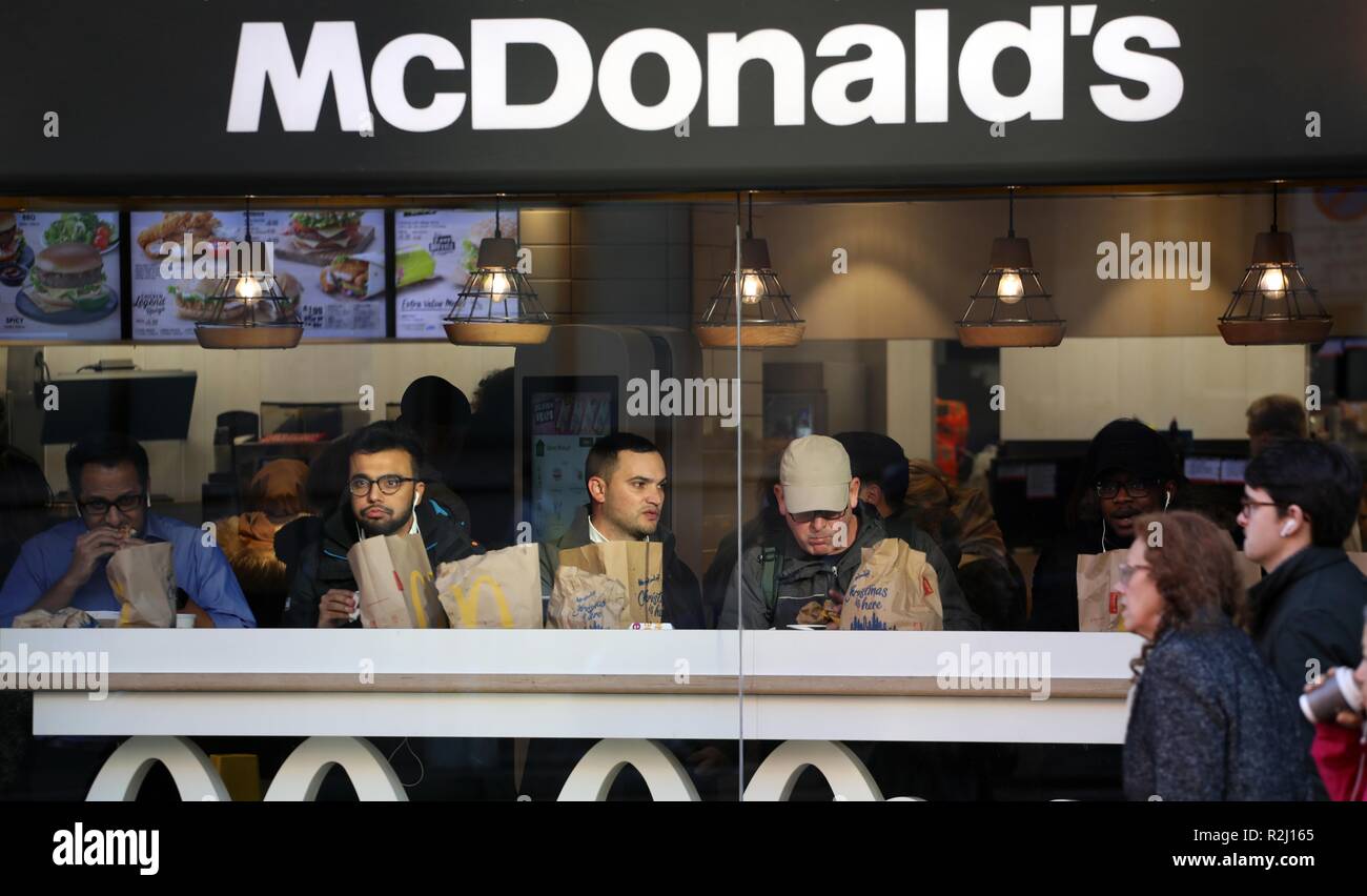 McDonald's fast food restaurant window Stock Photo - Alamy