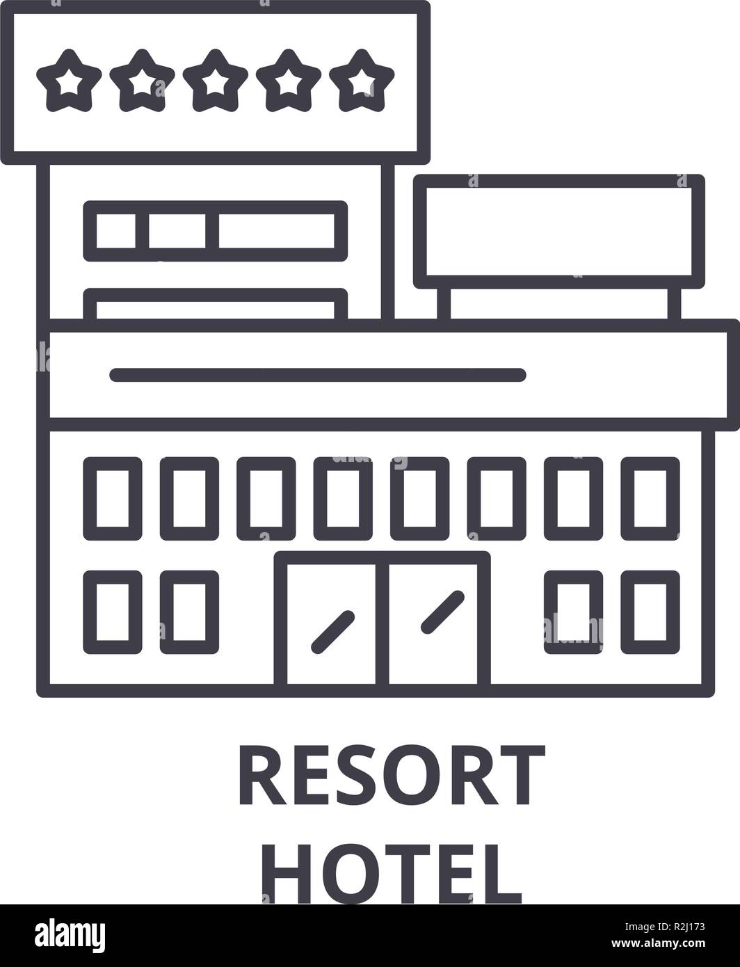 Resort hotel line icon concept. Resort hotel vector linear illustration ...