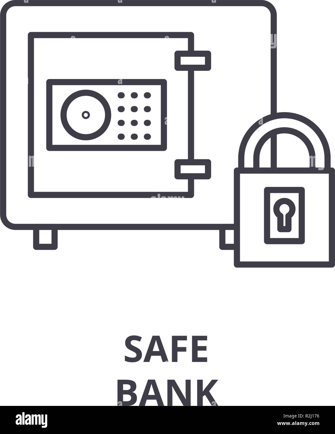 Safe bank line icon concept. Safe bank vector linear illustration ...