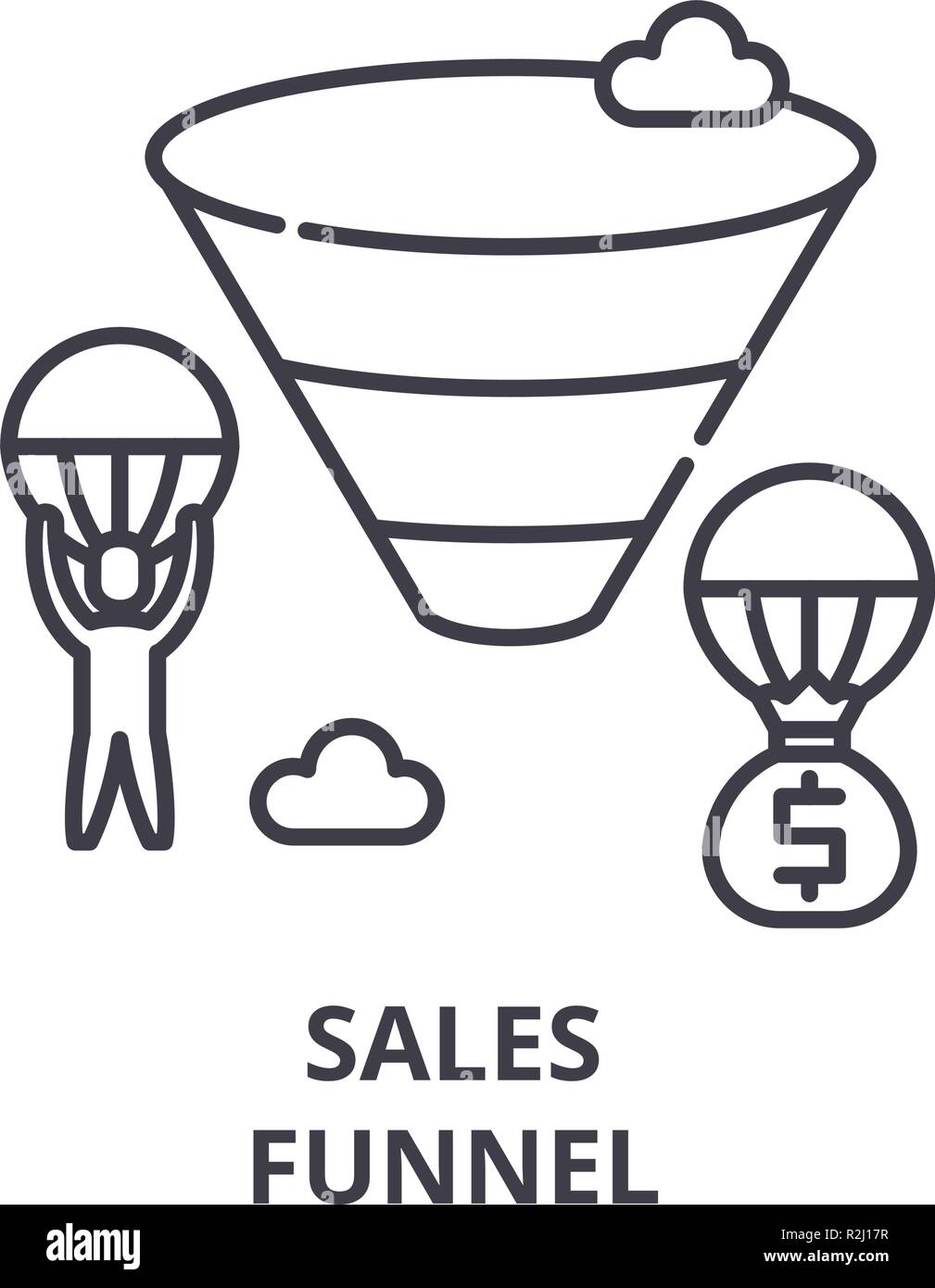 Sales funnel line icon concept. Sales funnel vector linear illustration ...