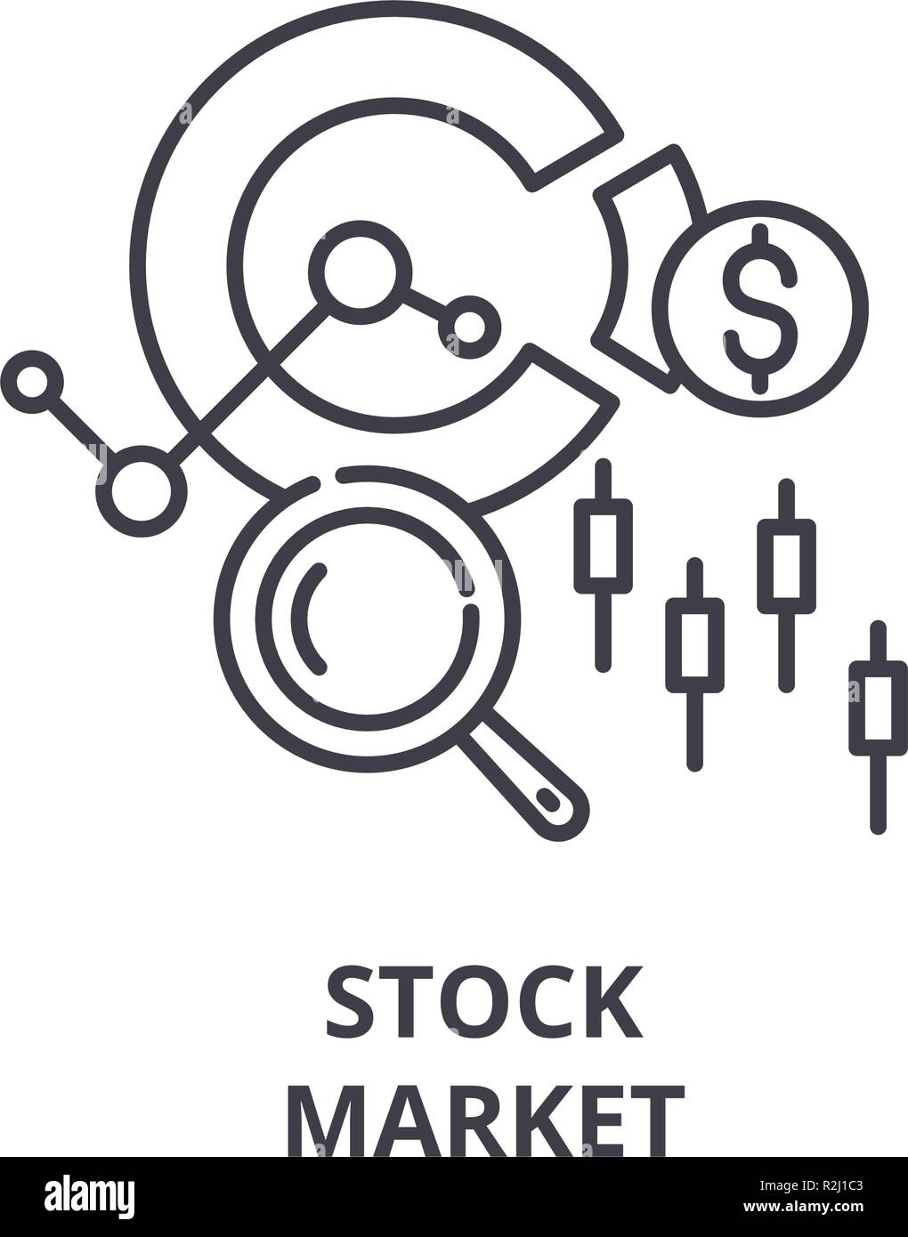 Stock market line icon concept. Stock market vector linear illustration ...