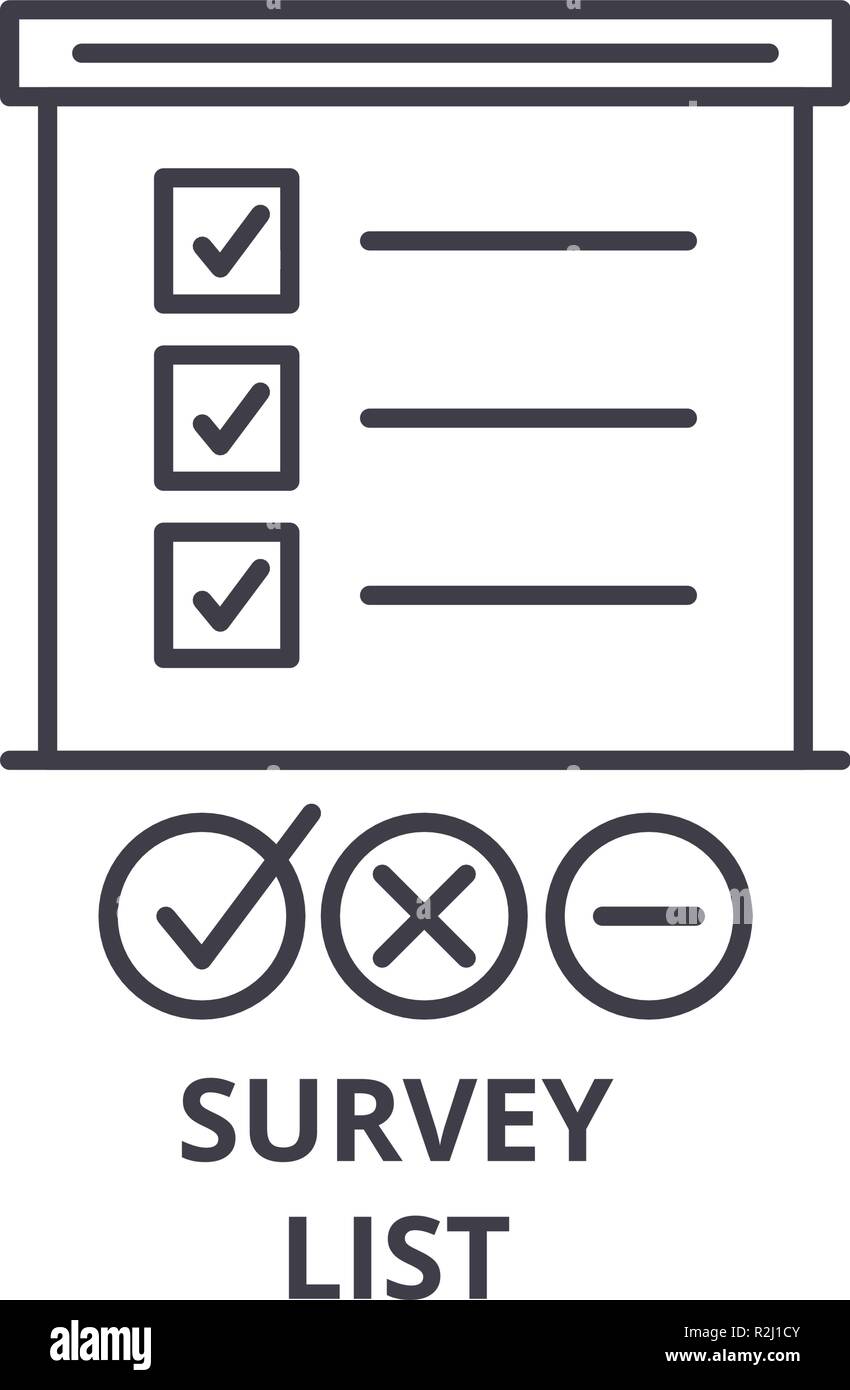 Survey list line icon concept. Survey list vector linear illustration ...