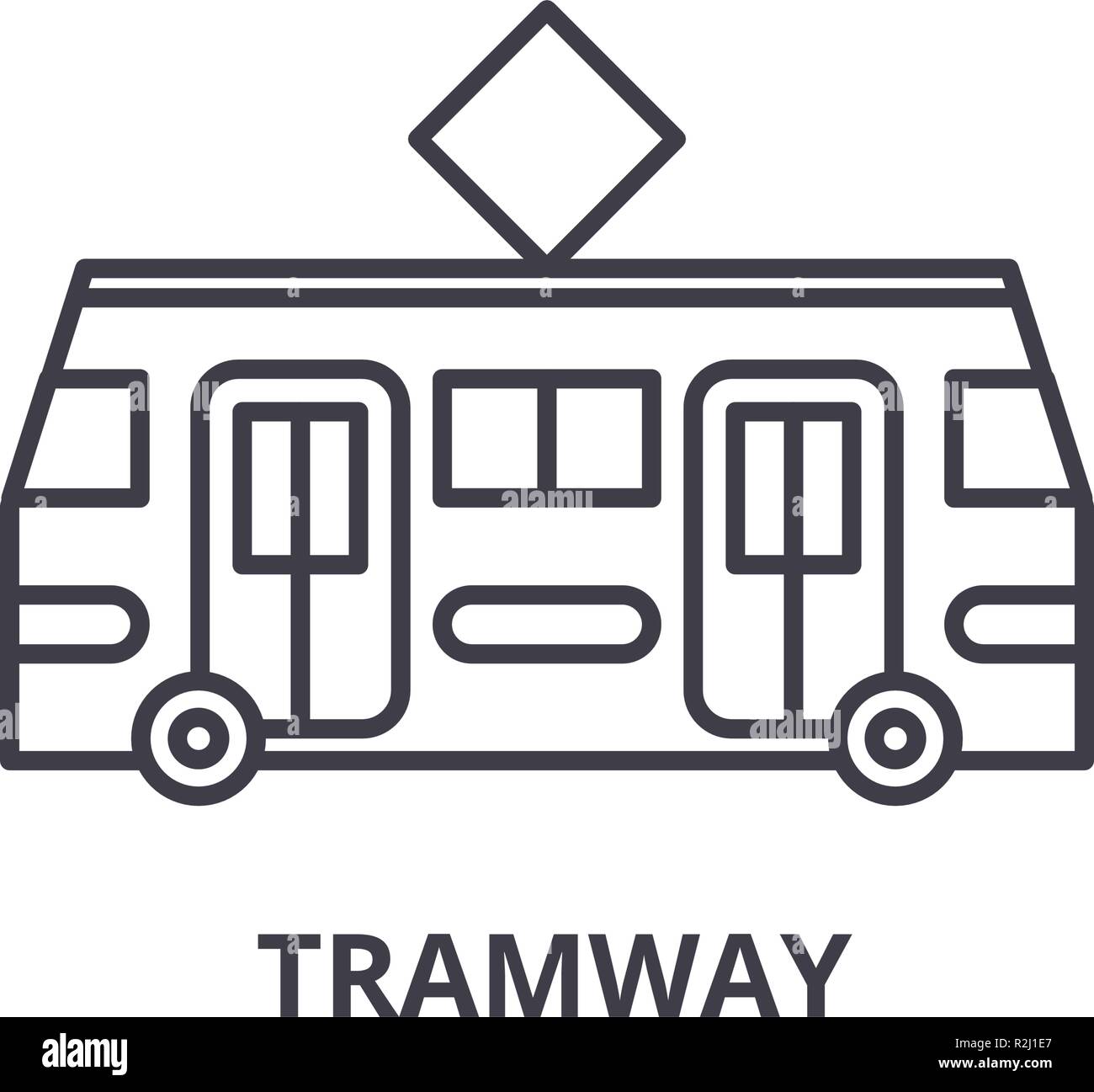 Tramway line icon concept. Tramway vector linear illustration, symbol ...