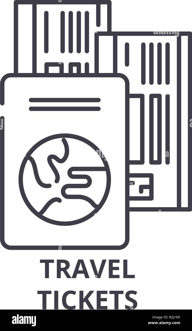 Travel tickets line icon concept. Travel tickets vector linear ...