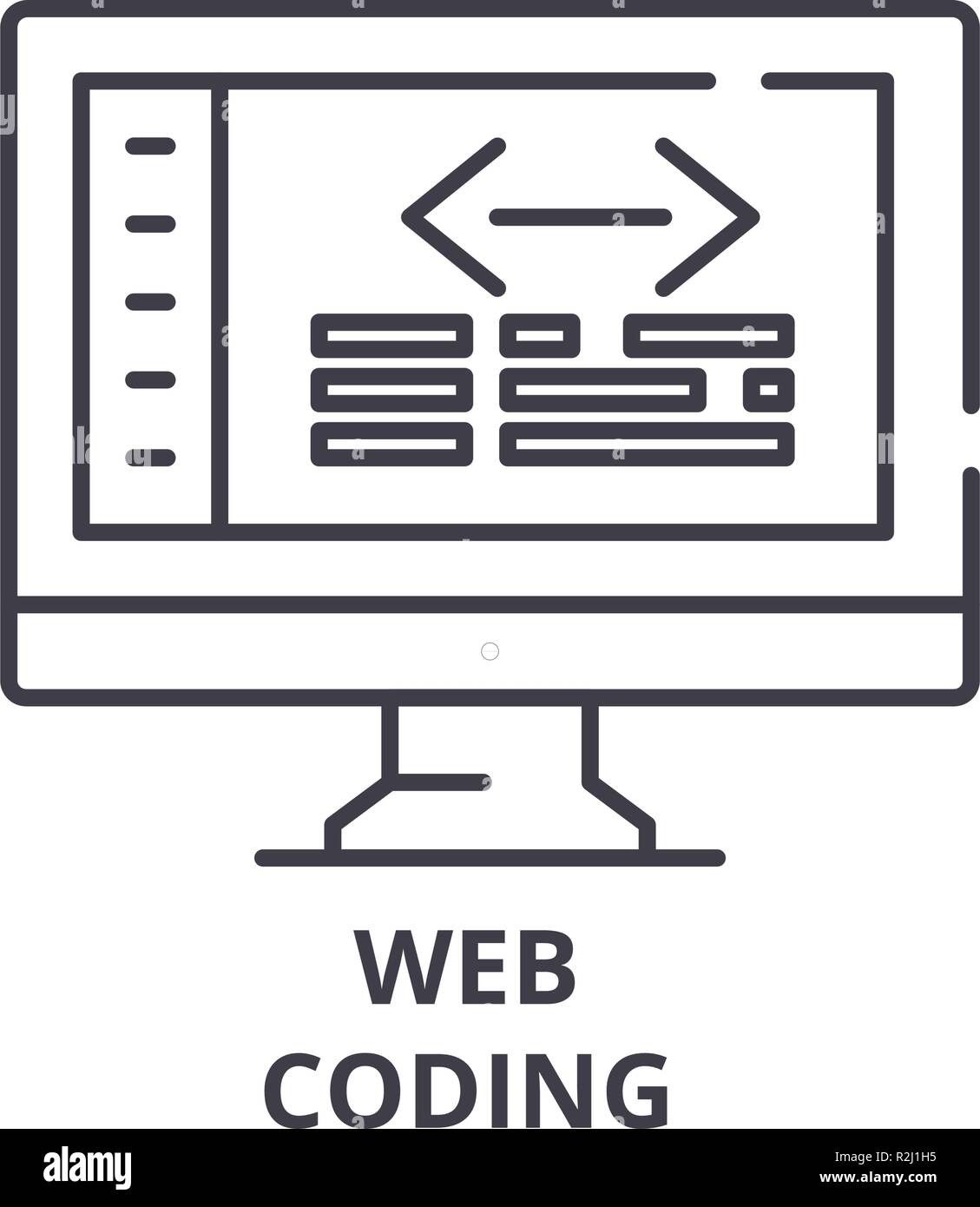 Web coding line icon concept. Web coding vector linear illustration ...