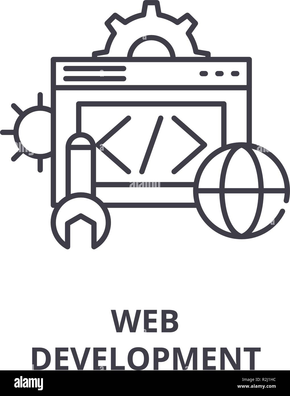 Web development line icon concept. Web development vector linear ...