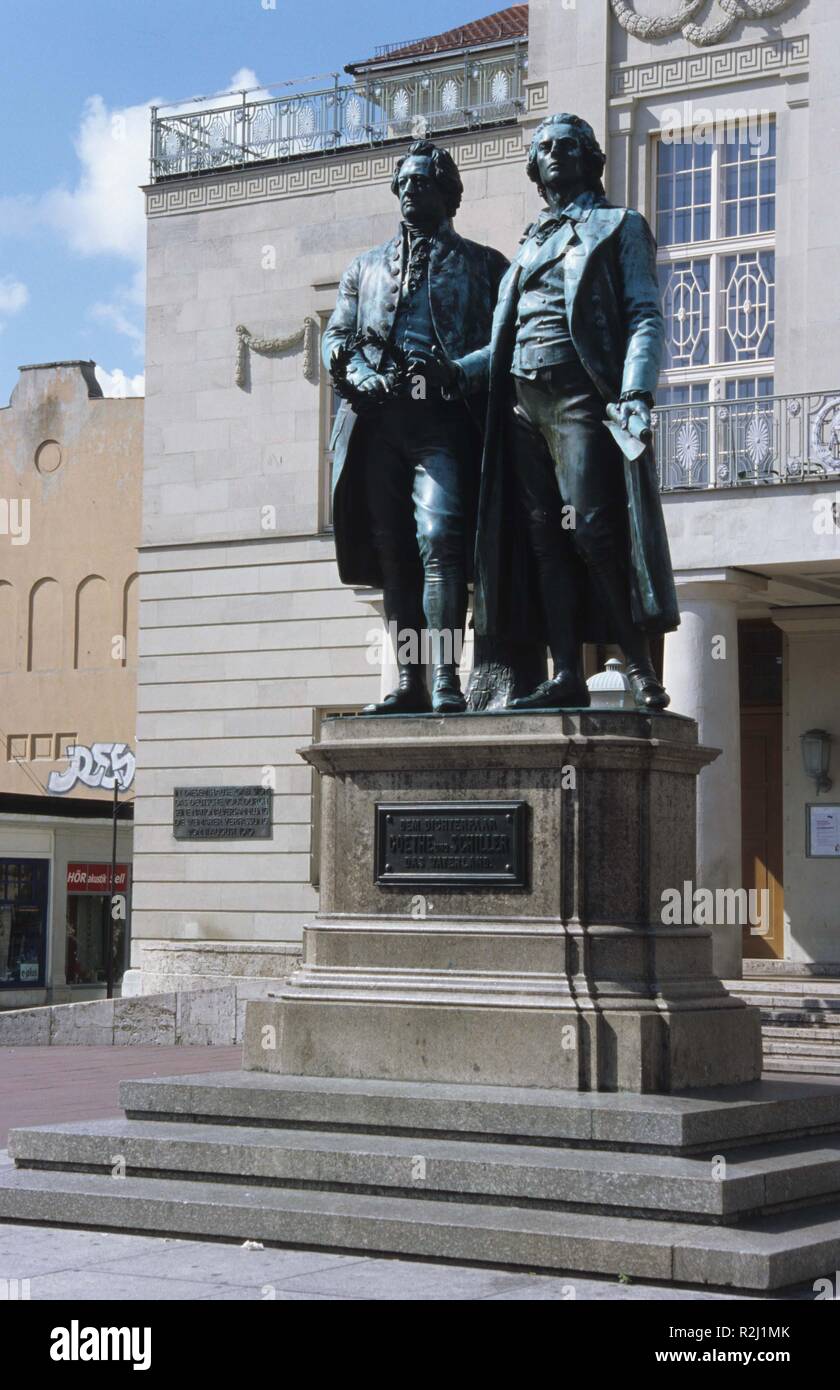 goethe-schiller monument in weimar Stock Photo - Alamy