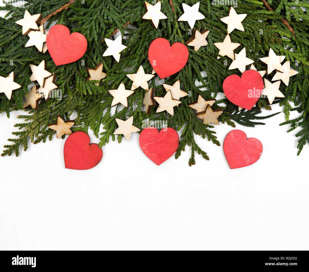 white Christmas background with green elements Stock Photo - Alamy