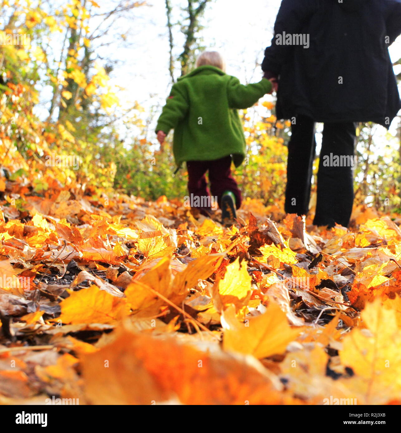mother and child go over autumn holidays Stock Photo - Alamy