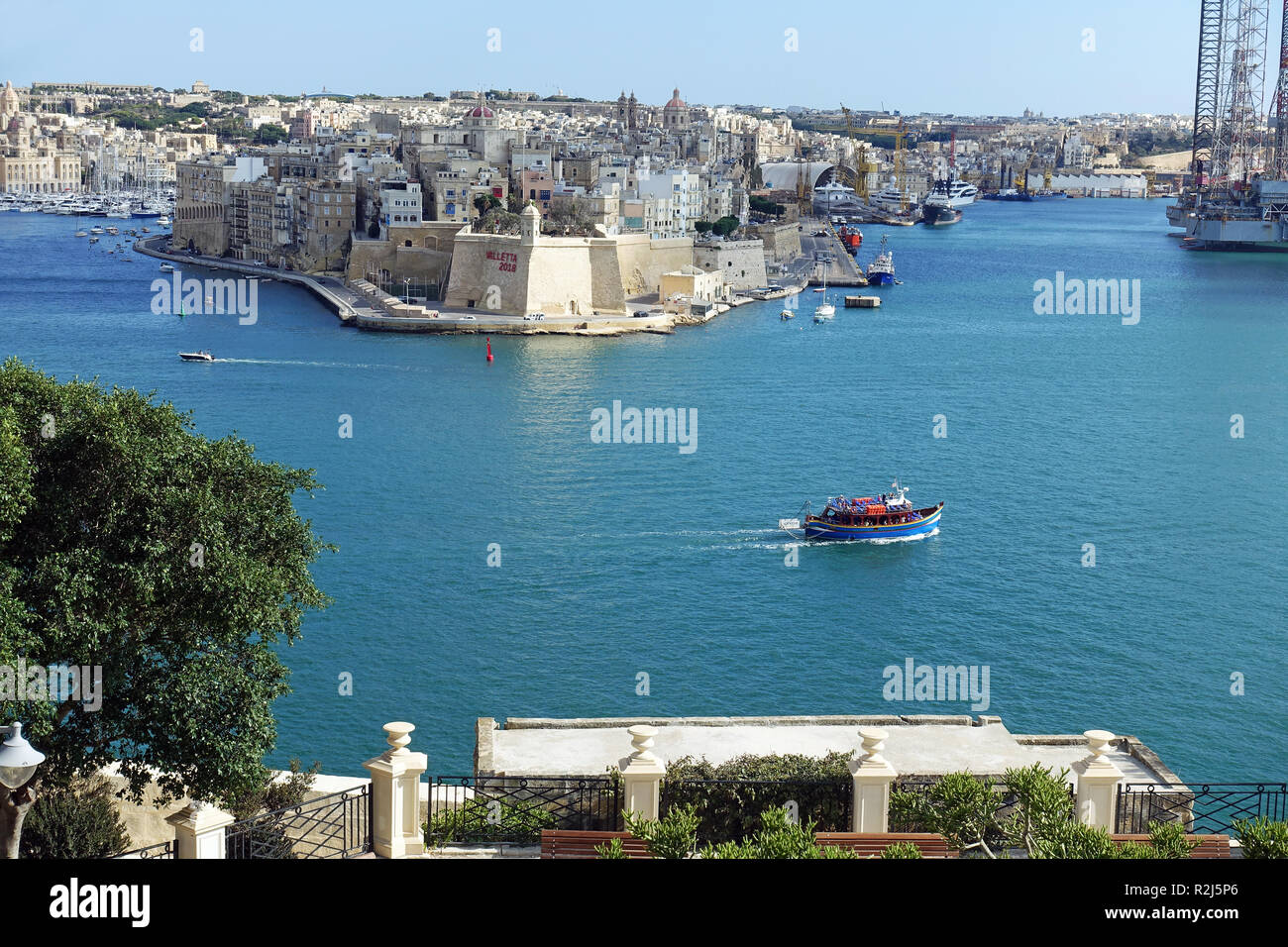 Grand Harbour and the city of Senglea, Malta, as seen from Valetta's ...