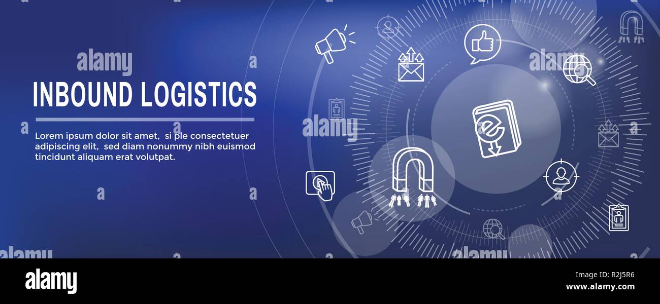 Digital Inbound Marketing Web Banner with Vector Icons - CTA, Growth ...