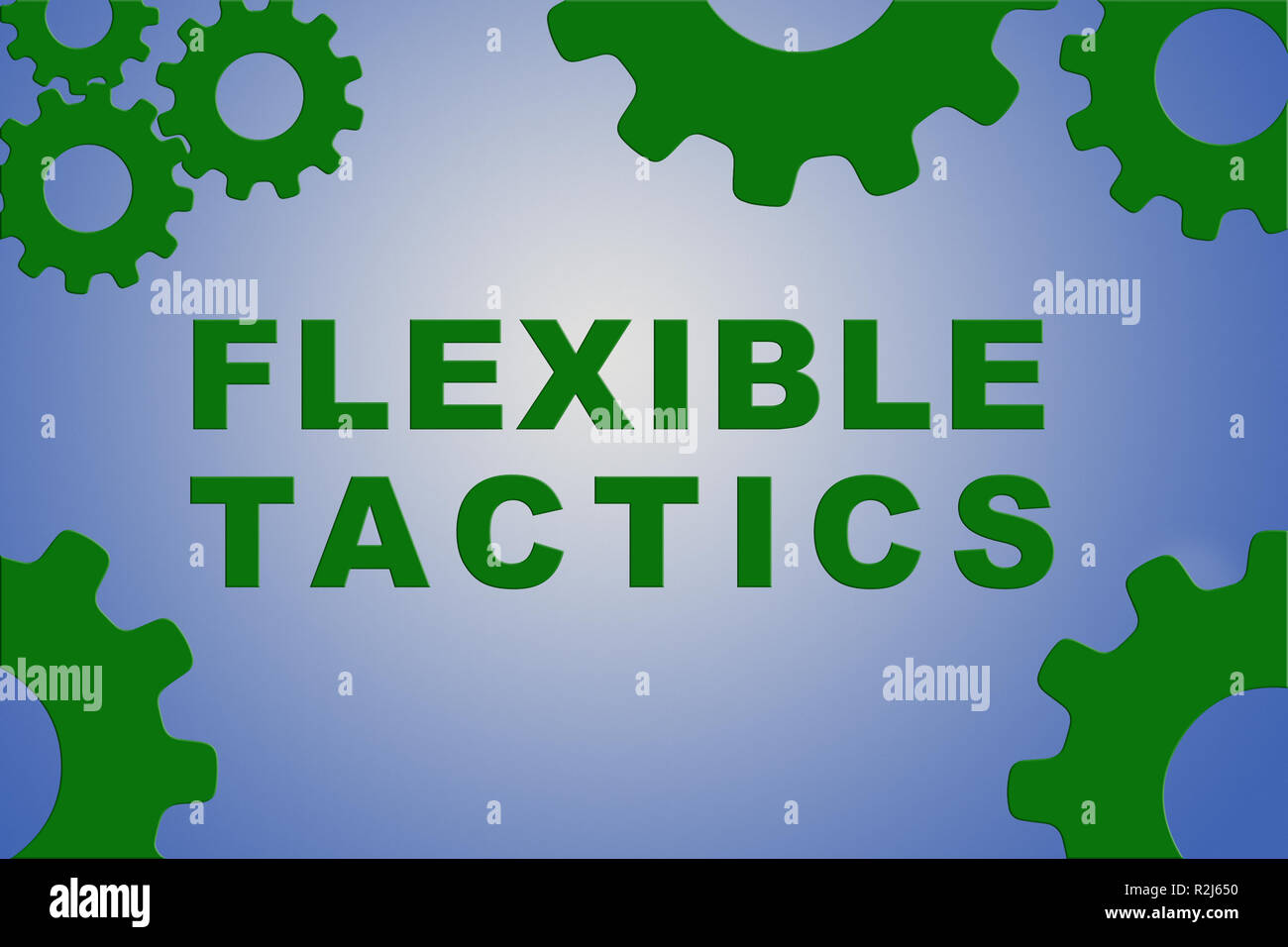 FLEXIBLE TACTICS sign concept illustration with green gear wheel ...