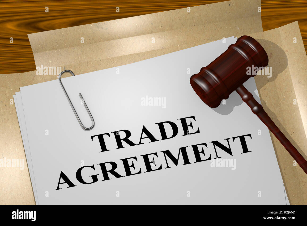 3D illustration of TRADE AGREEMENT title on legal document Stock Photo ...