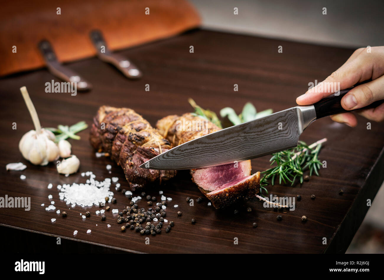 Long Roast Beef Knife Cutting