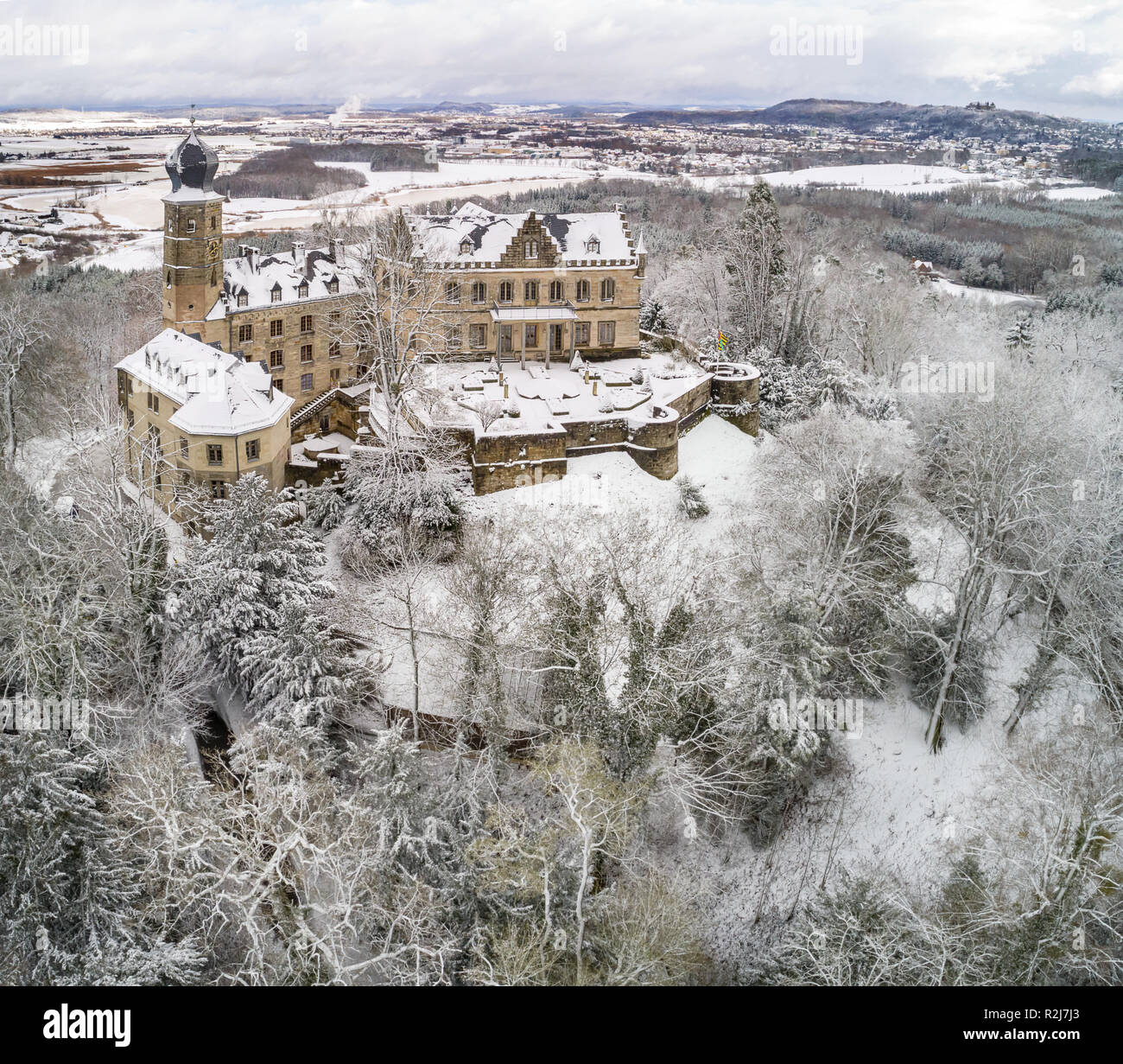 Air view of the Callenberg Palace in Coburg, Bavaria, Germany Stock ...
