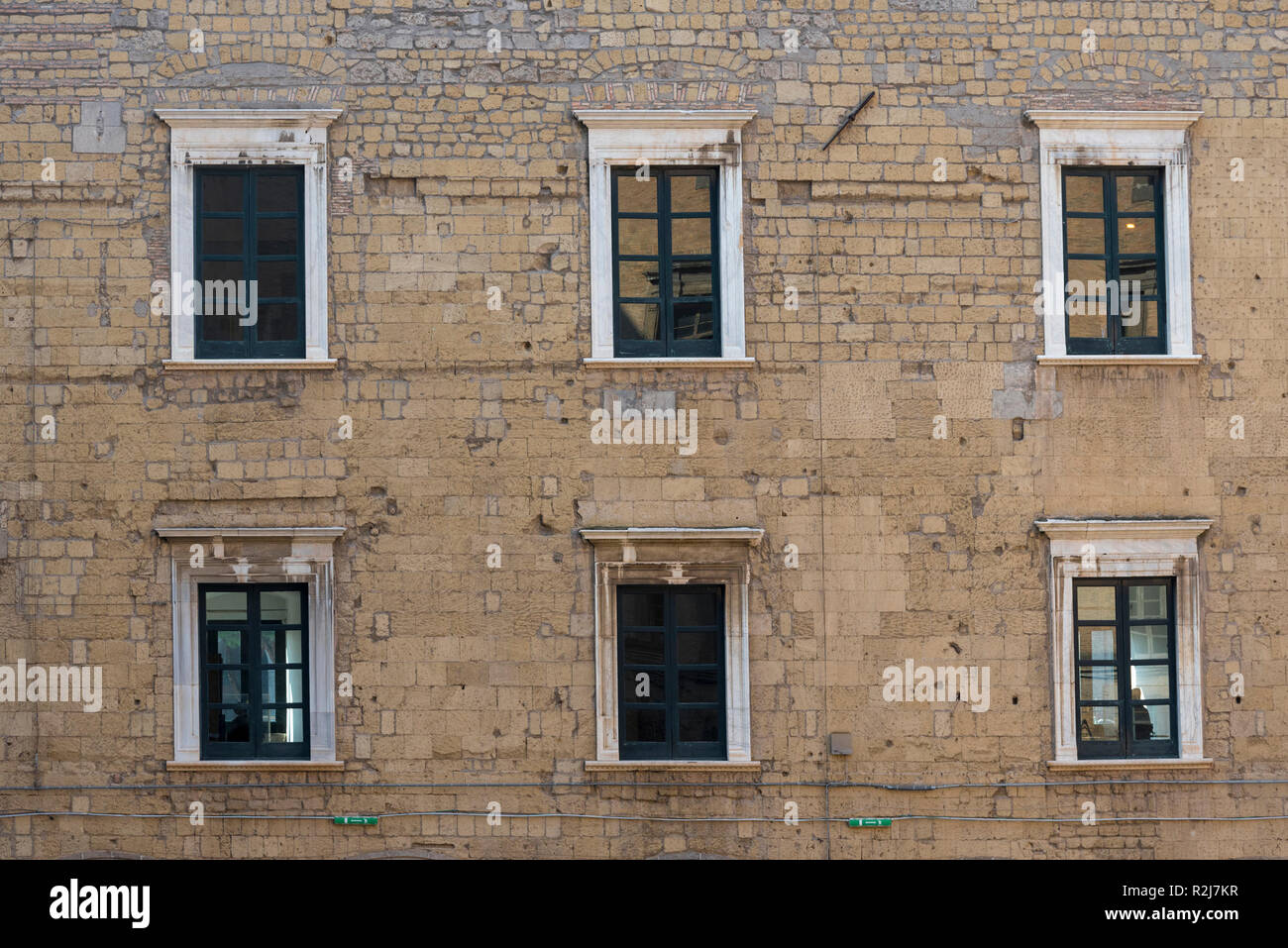 Windows of houses of old houses of Rome in Italy. Beautiful building ...