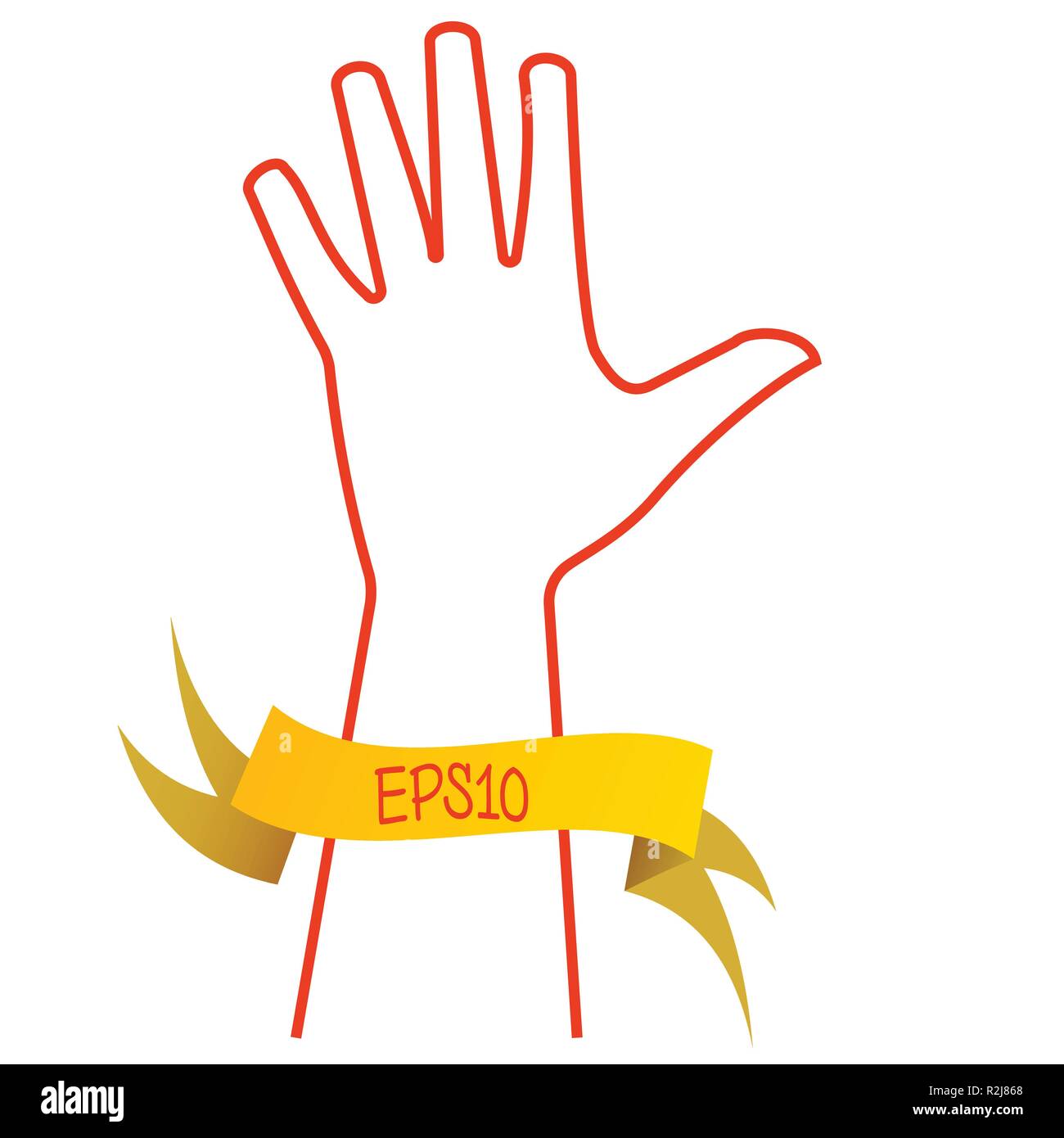 Vector illustration of a red contour of the bunch of fives with a ...