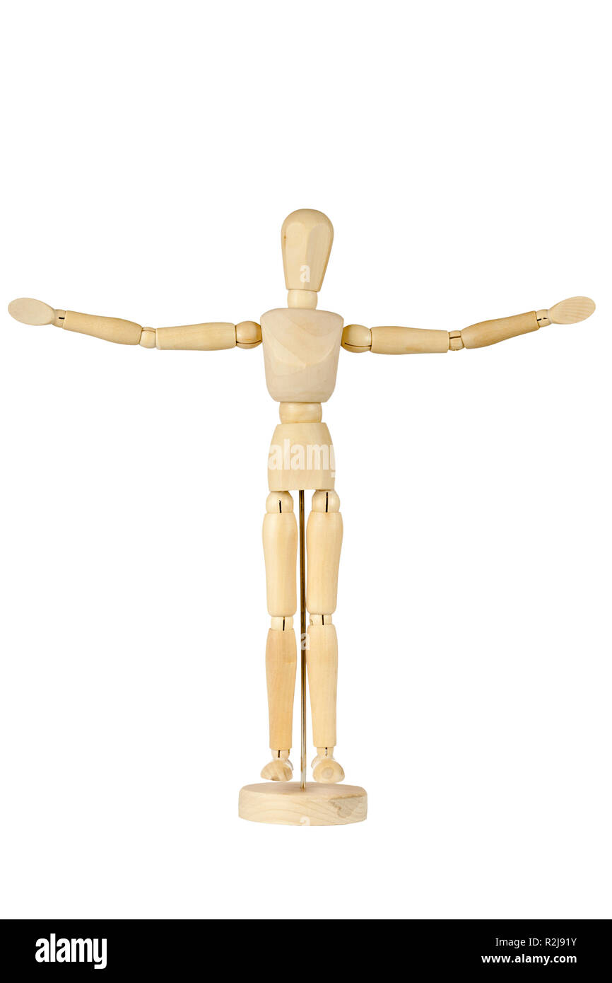 Wooden stickman with open arms Stock Photo - Alamy