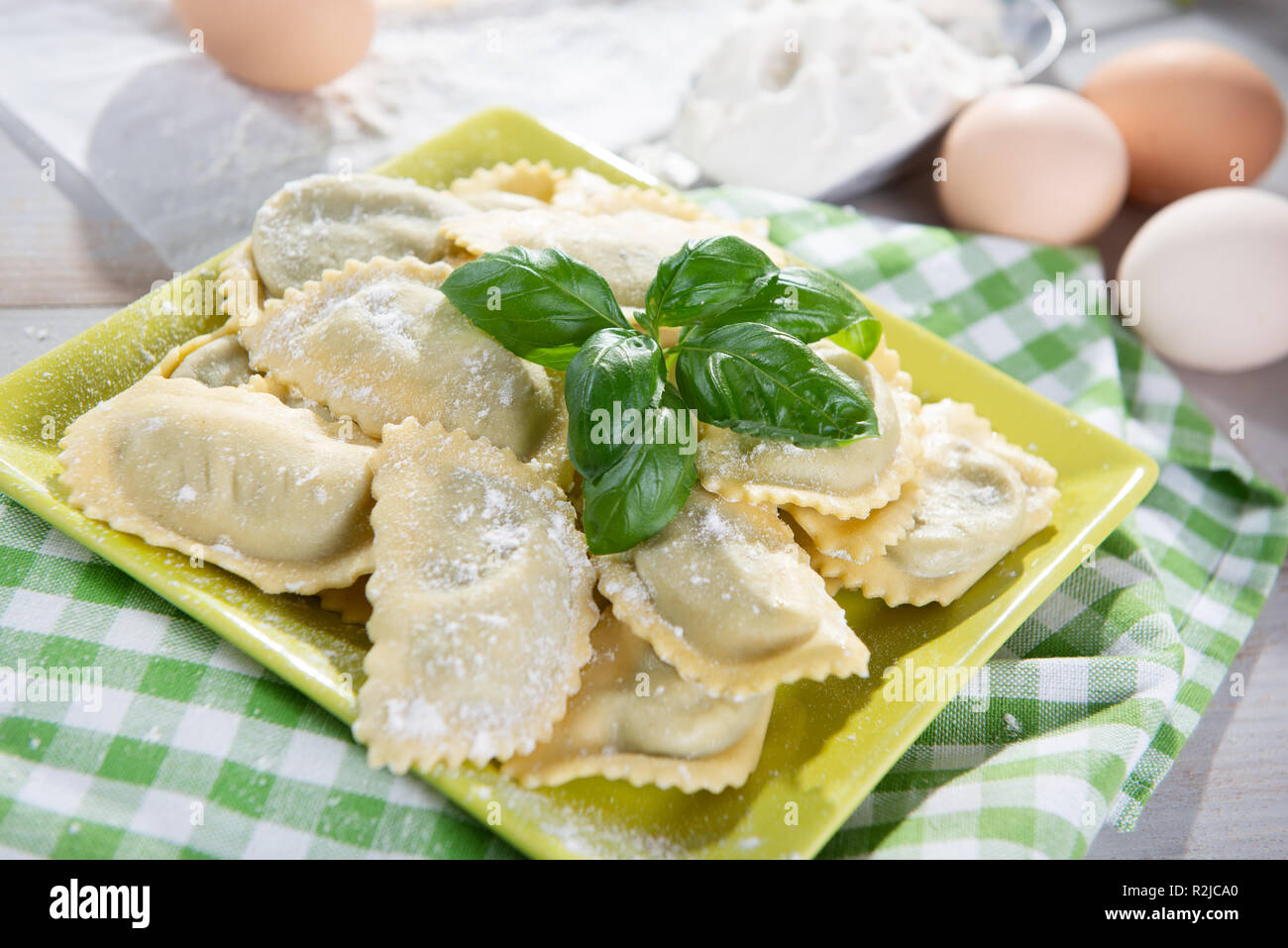traditional italian ravioli filled with a ricotta cheese and spinach ...