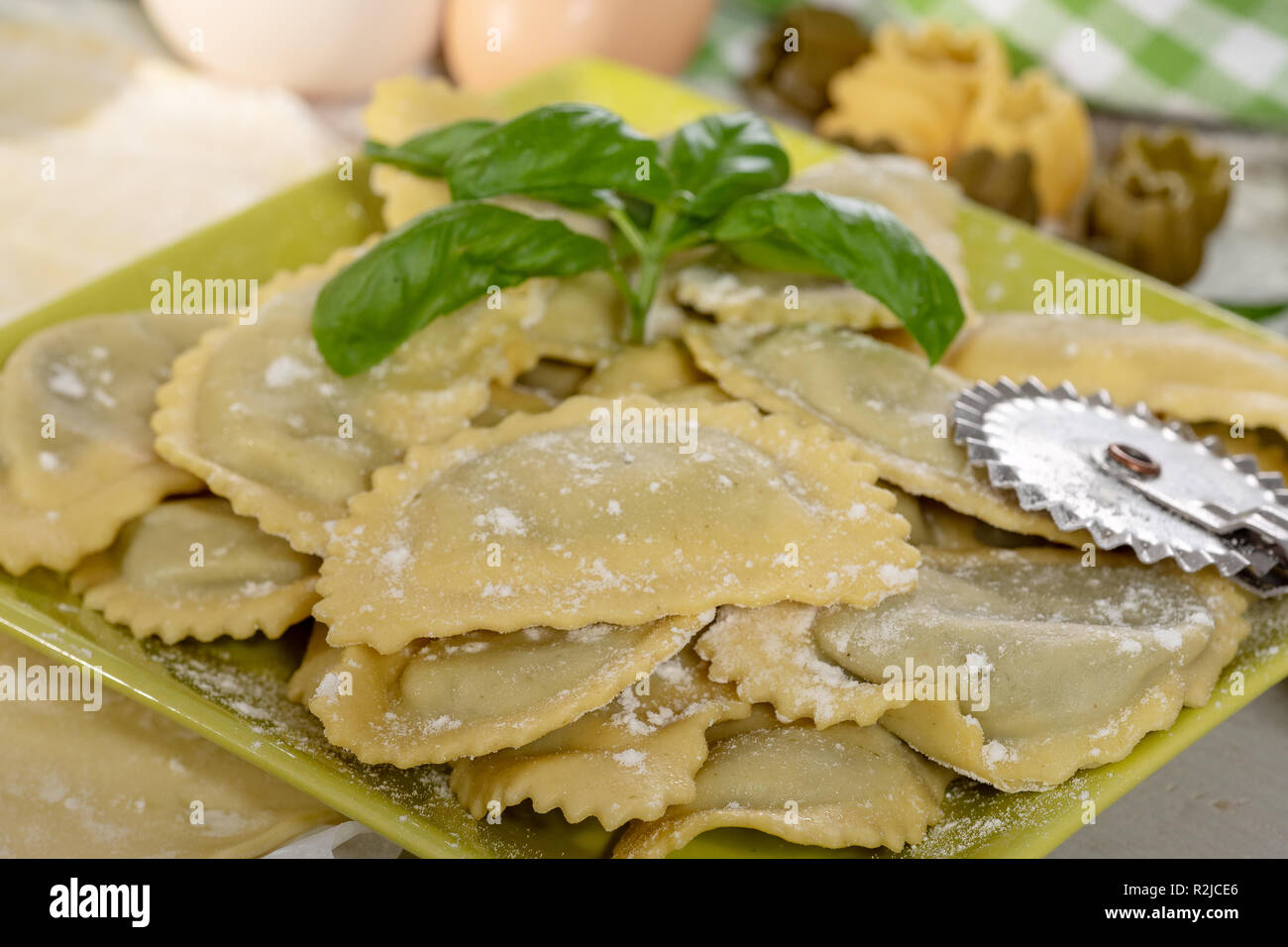 traditional italian ravioli filled with a ricotta cheese and spinach ...