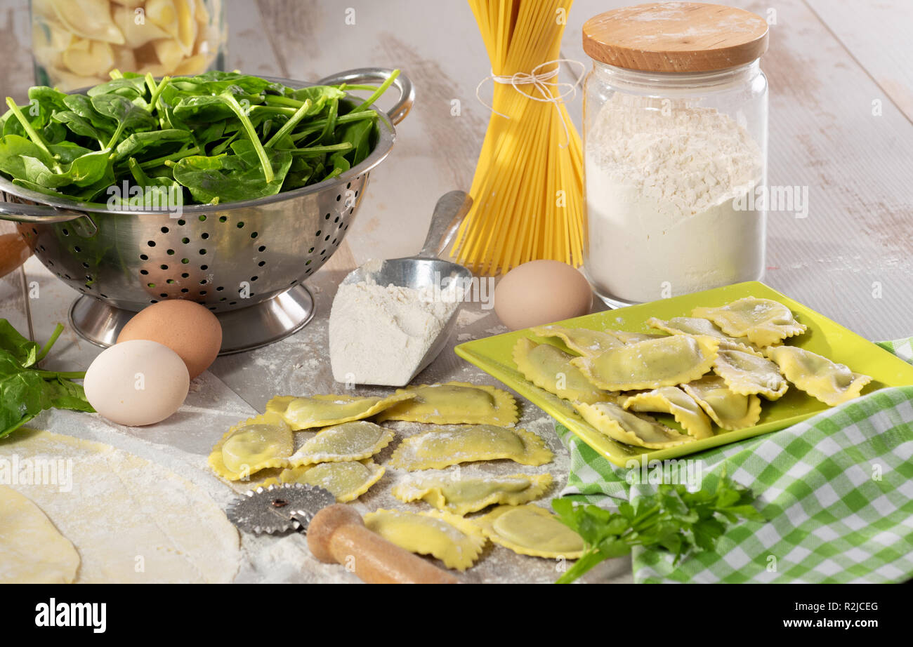 traditional italian ravioli filled with a ricotta cheese and spinach ...