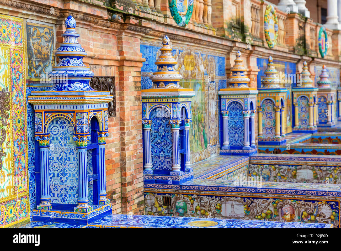 picture of historical tiled building exterior at the Plaza de Espana ...