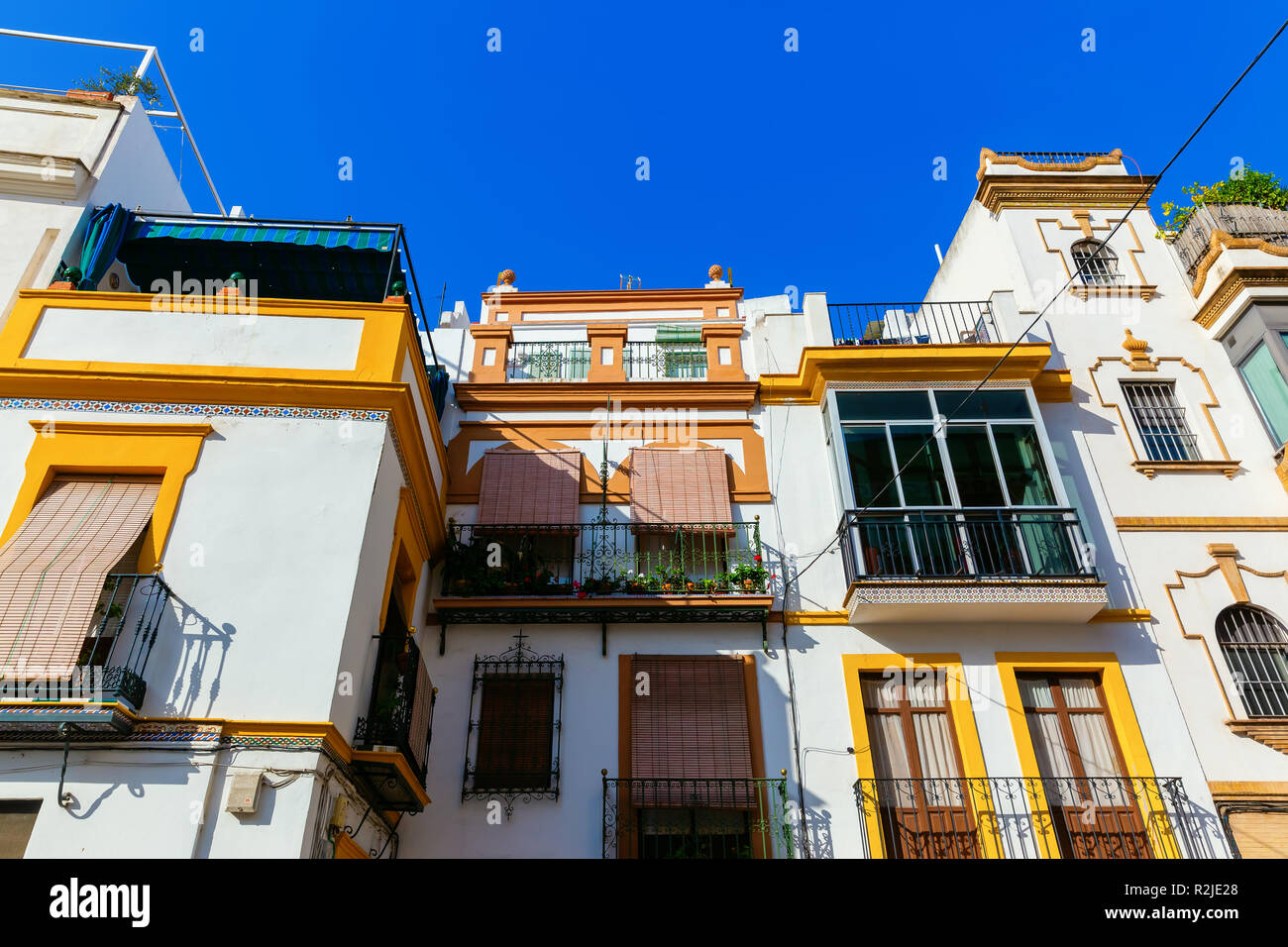 picture of typical old buildings in the old town of Seville, Spain ...