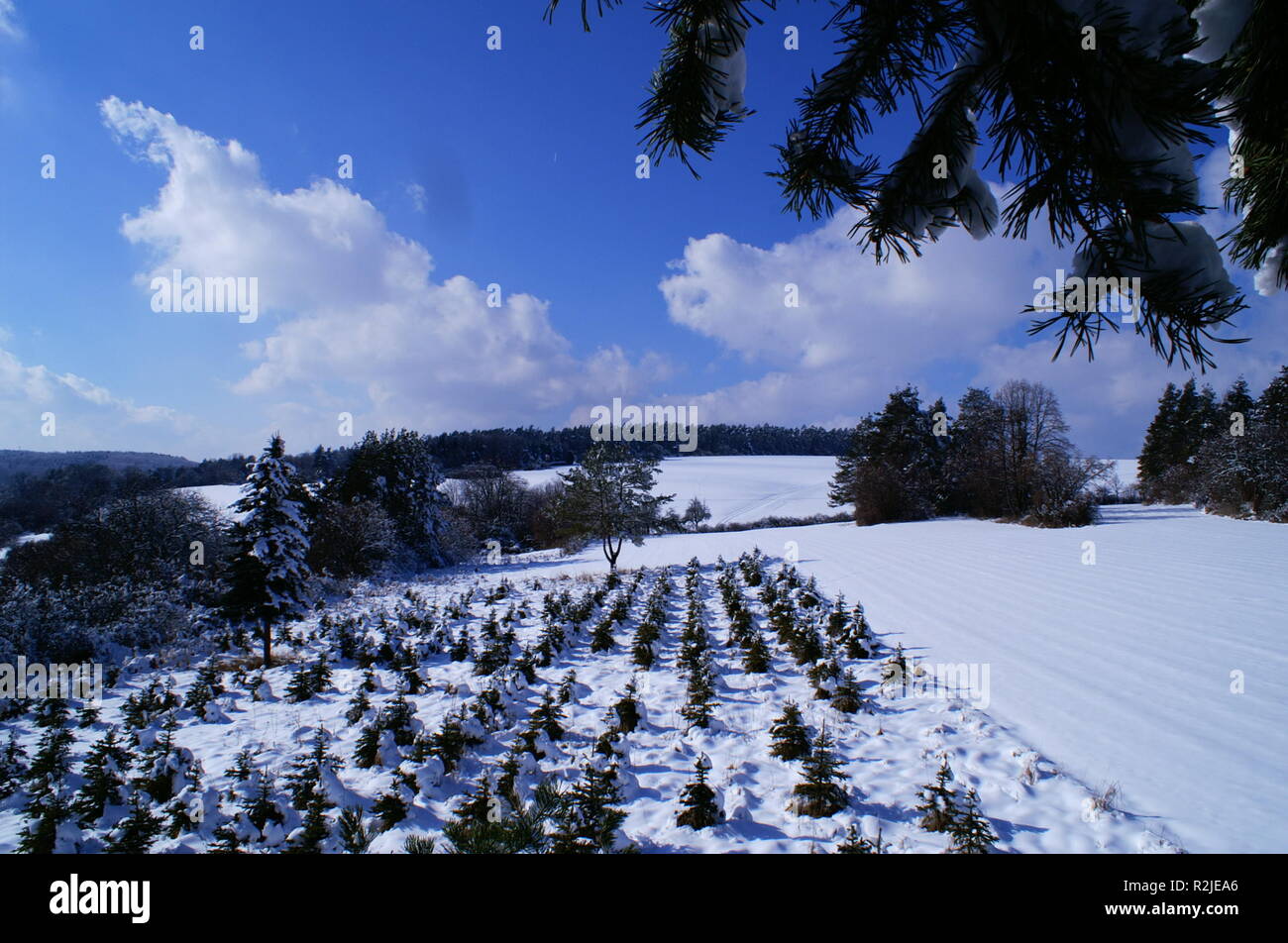 snow landscape with sky and clouds Stock Photo - Alamy