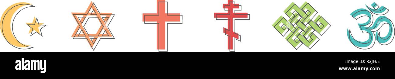 Coloured icons of different religions Stock Vector Image & Art - Alamy